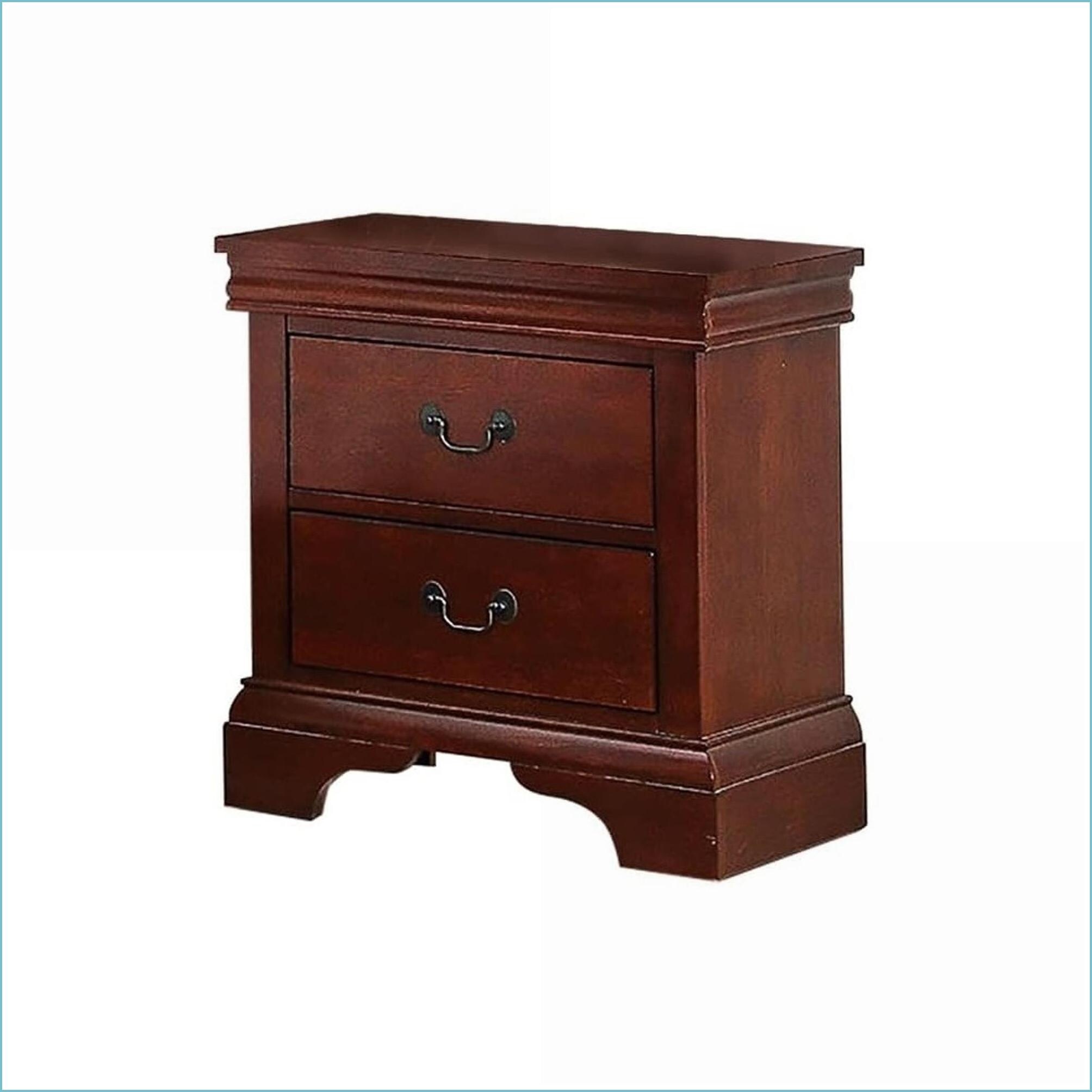 Watnature Contemporary 2 Drawer Cherry Nightstand Pine Wood Bedroom ...