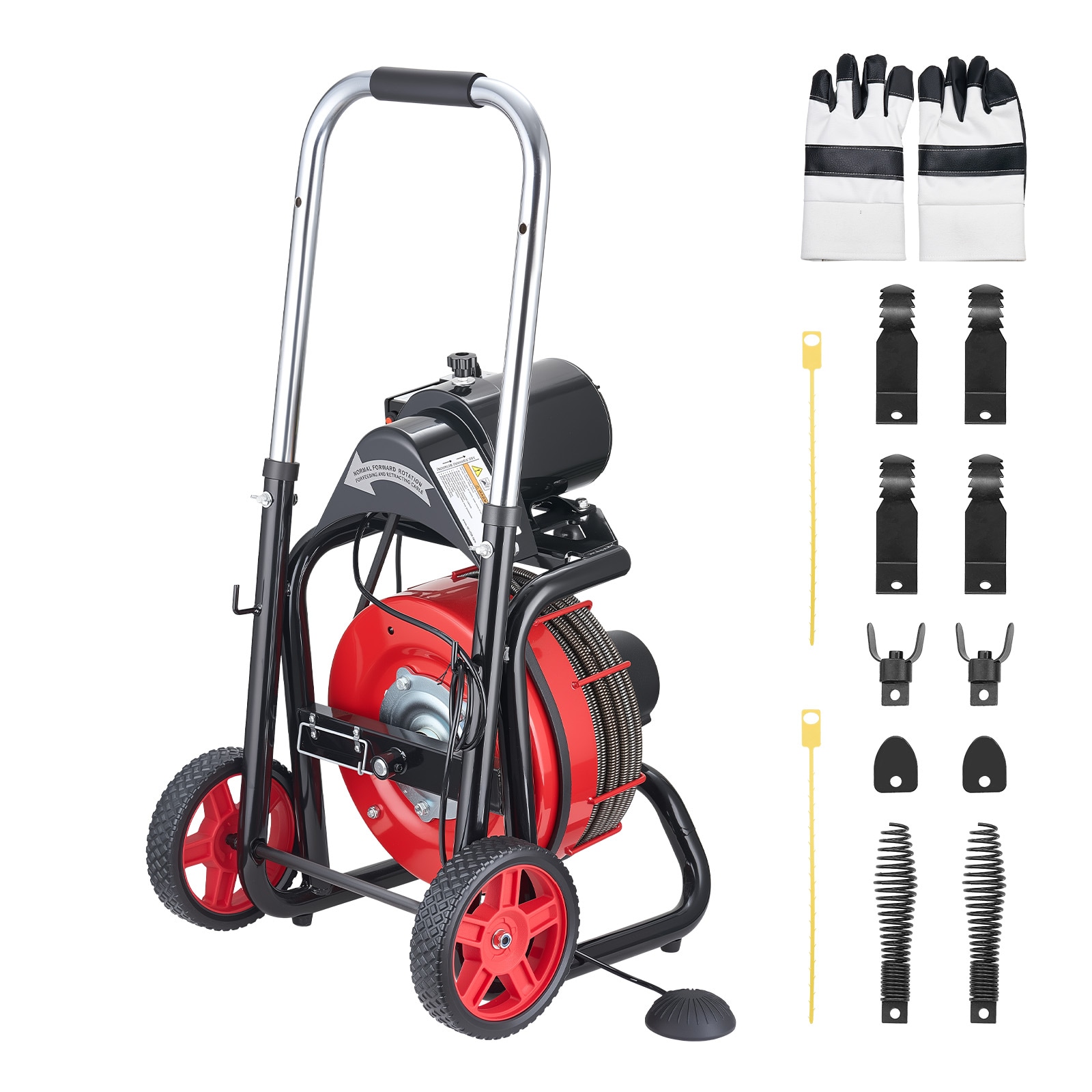 GIVIMO Open-Drum 100-ft Drain Cleaner Machine 1/2-in Steel Cable Sewer ...