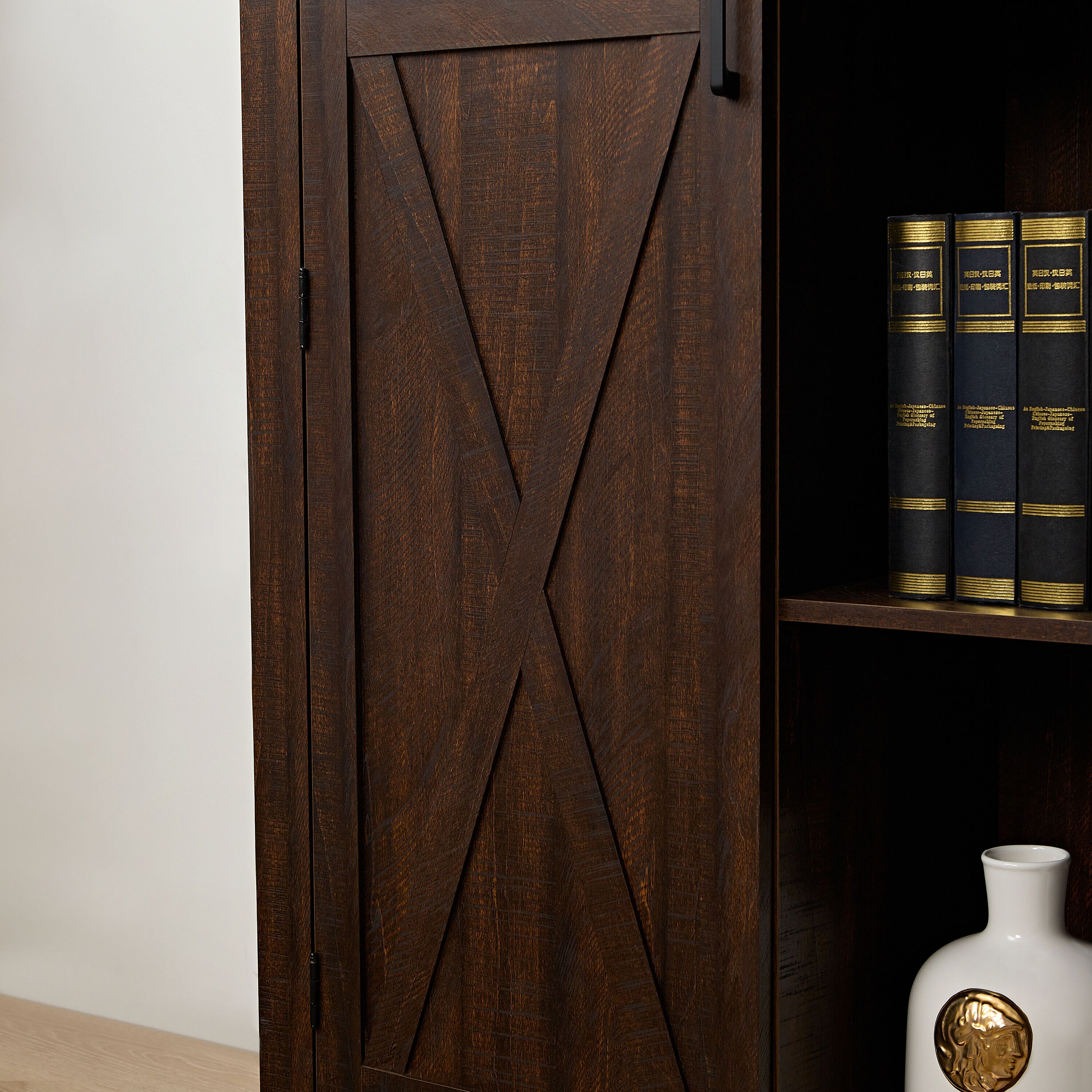 Huluwat Tall Storage Cabinet Barn Door Storage Country Wood Rustic ...