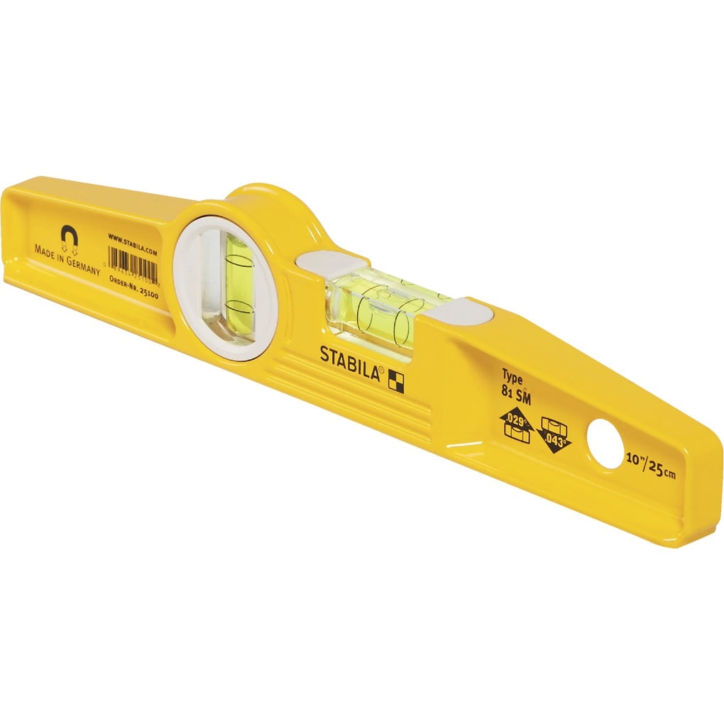 STABILA 10-Inch Die-Cast Magnetic Level with Rare Earth Magnet - Yellow ...