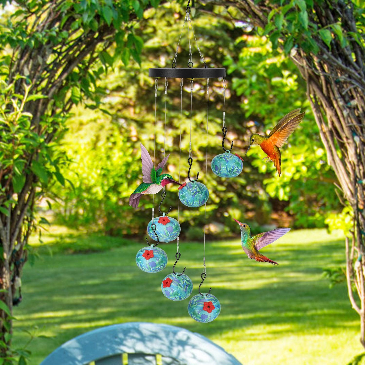 Angel Sar 4-Port Bright Color Anti-Fading Outdoor Hummingbird Feeder ...