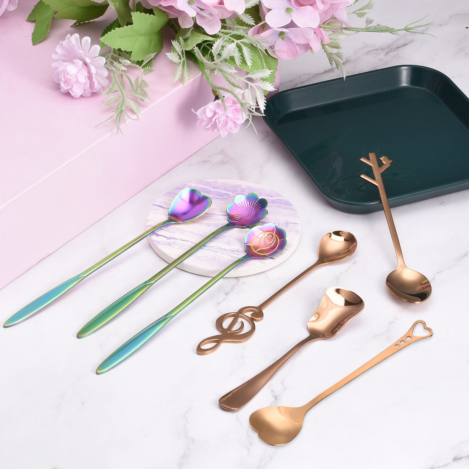 Unique Bargains 5 Inch Stainless Steel Ice Cream Spoon Coffee Spoon ...