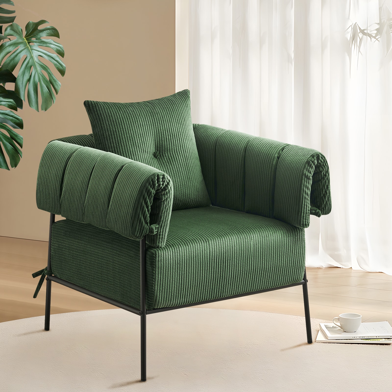 LUXEYARD Upholstered Comfy Reading Chair Modern Velvet Accent Chair ...