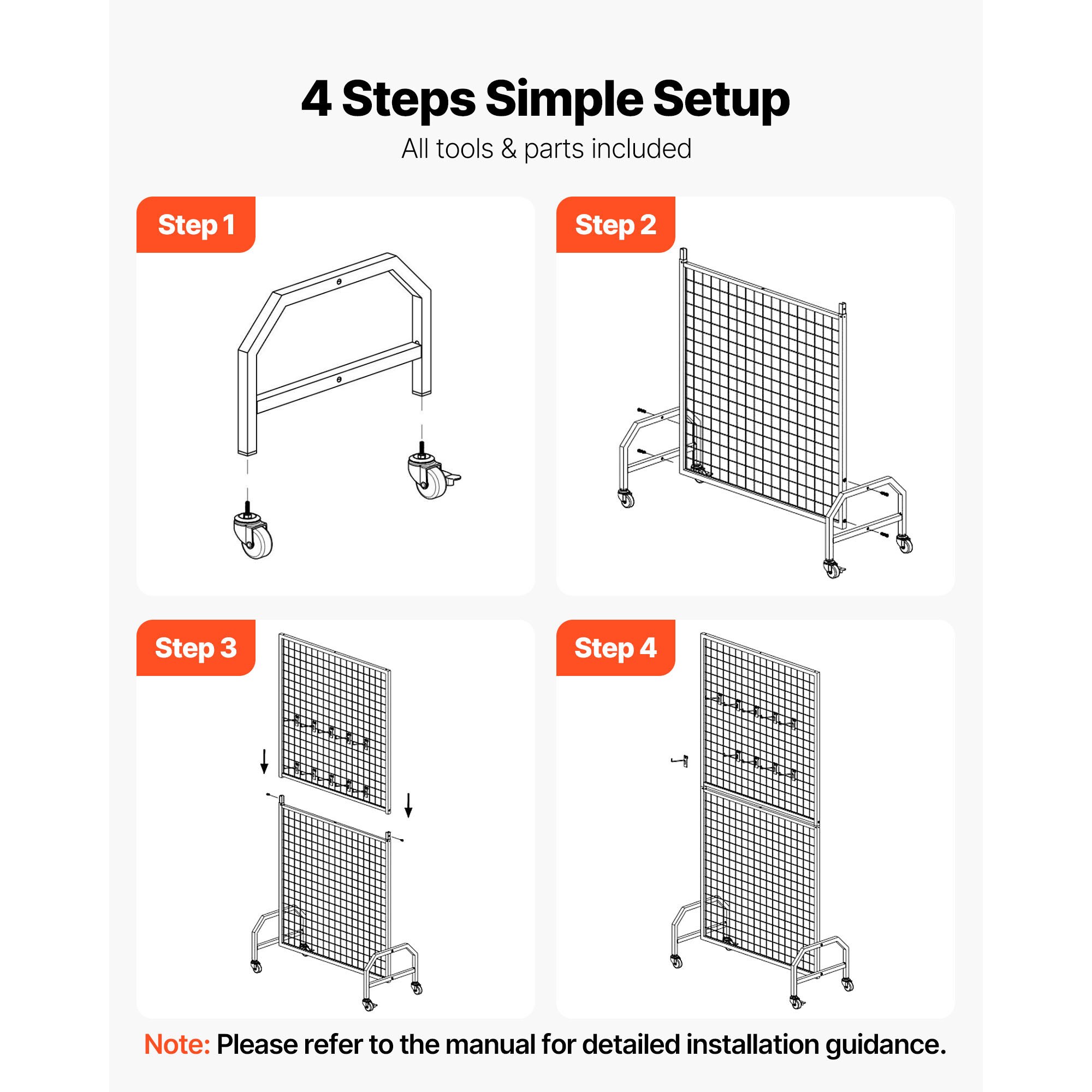 VEVOR 2 Packs Grid Wall Panels 2.9 x 5.9 ft Wire Grid Panels Display ...