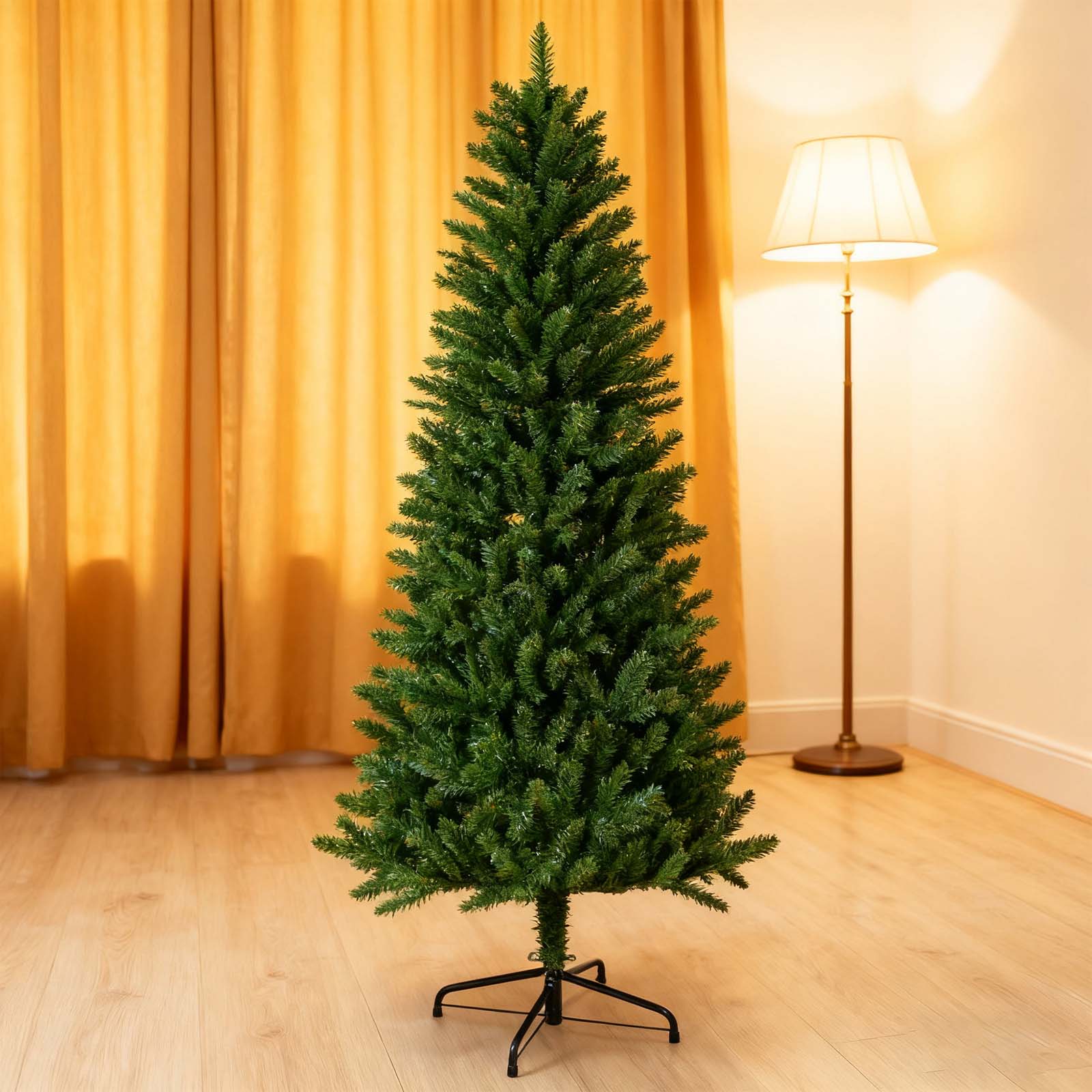 5FT Hinged Unlit Artificial Christmas Tree Classic Pencil Christmas ...