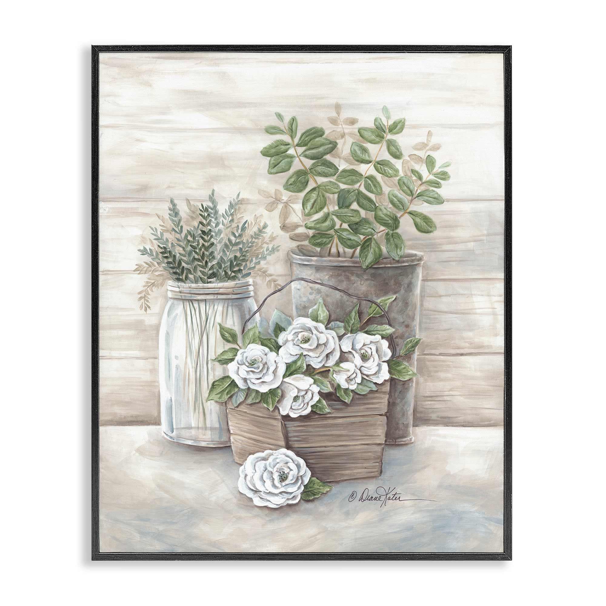 Stupell Industries Country Succulents Botanicals Rustic Jar Planter ...