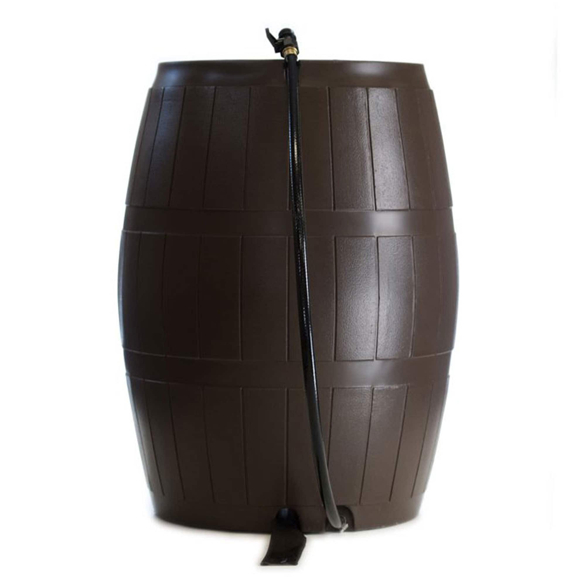 FCMP Outdoor 50-Gallon BPA Free Home Rain Water Catcher Barrel Brown (2 ...