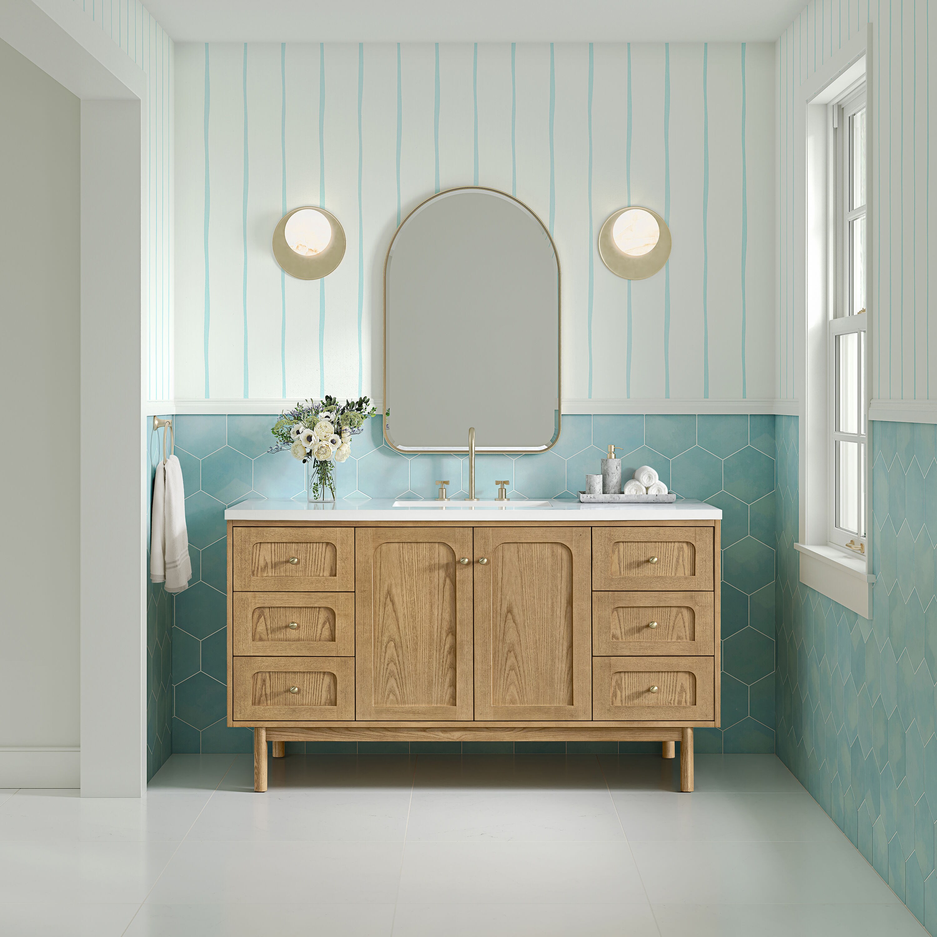 James Martin Vanities Laurent 60-in Light Natural Oak Undermount Single ...