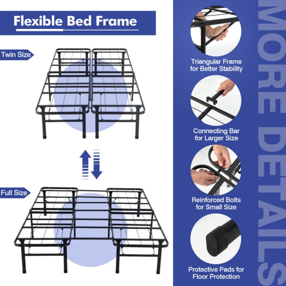 Fenbeli Full-to-King Folding Steel Platform Bed Frame with 13-in ...