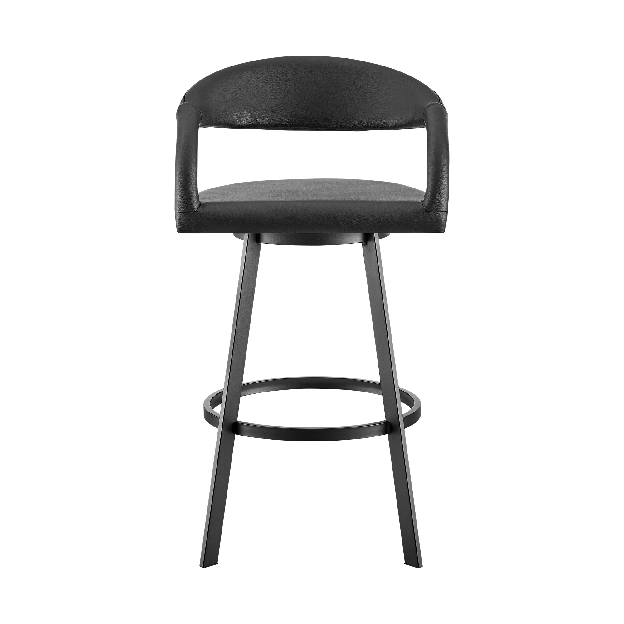 Armen Living Black 26-in H Counter height Upholstered Swivel Metal Back ...