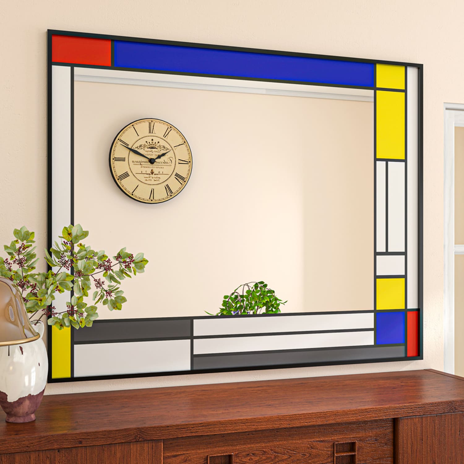 waterpar 40-in x 32-in Rectangle Bathroom Vanity Mirror (Multi-color ...