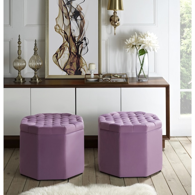 Inspired Home Luna Modern Mauve Velvet Storage Ottoman So69 02mv Ls At