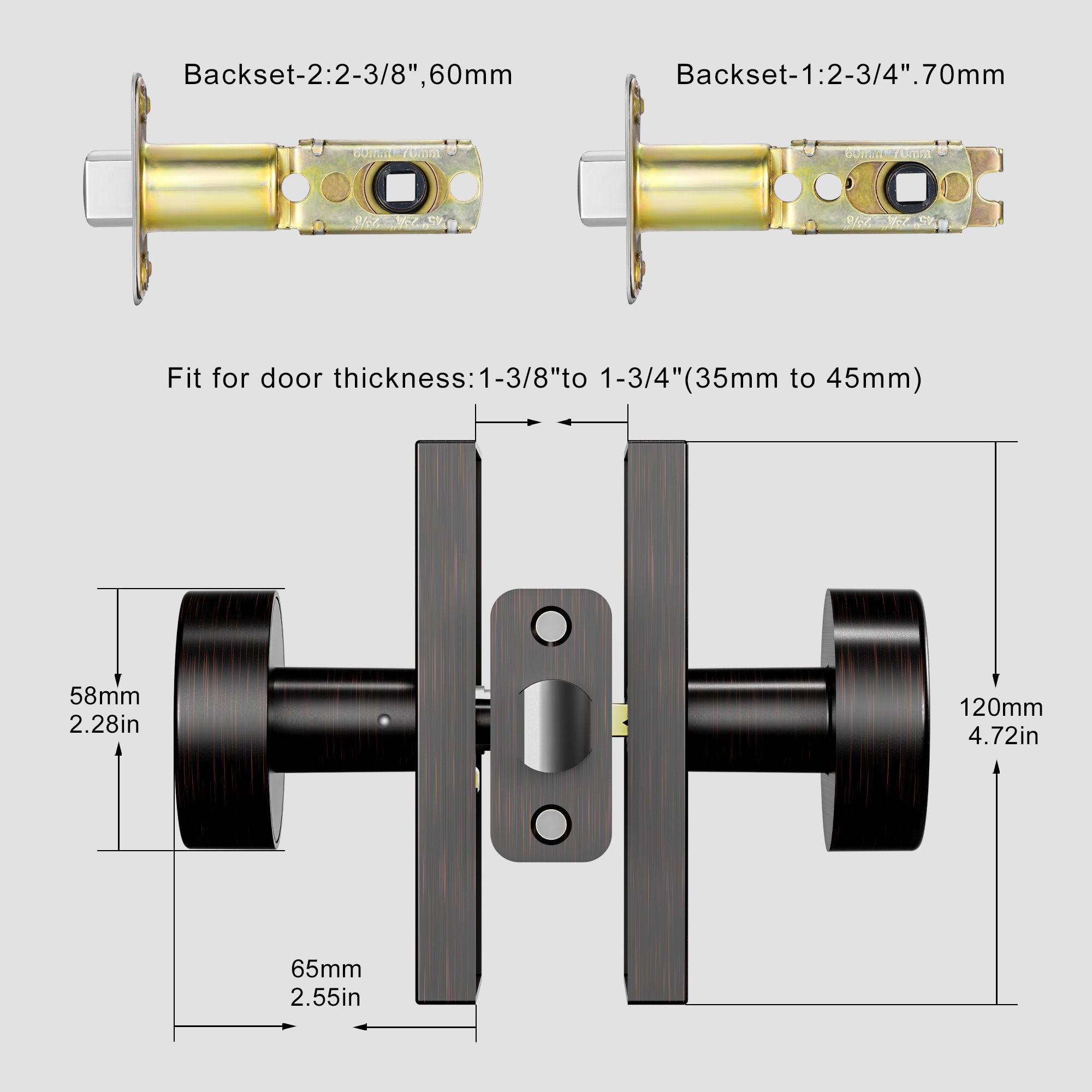 Senyhardware Unkeyed Passage Interior Door Knob with Round Knob and ...