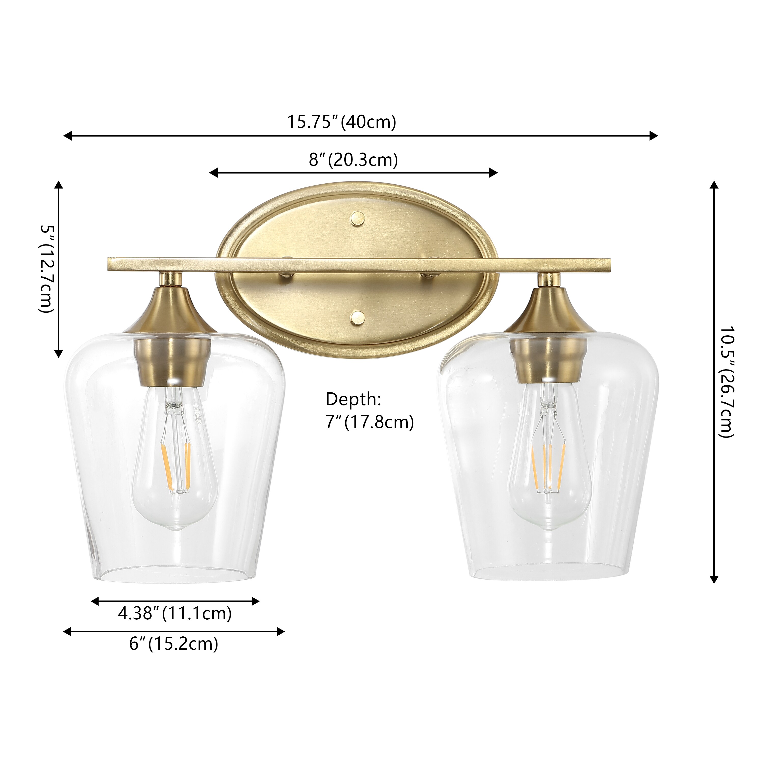 JONATHAN Y Jayne Iron/Glass Cottage Rustic 15.75-in 2 -Light Polished ...