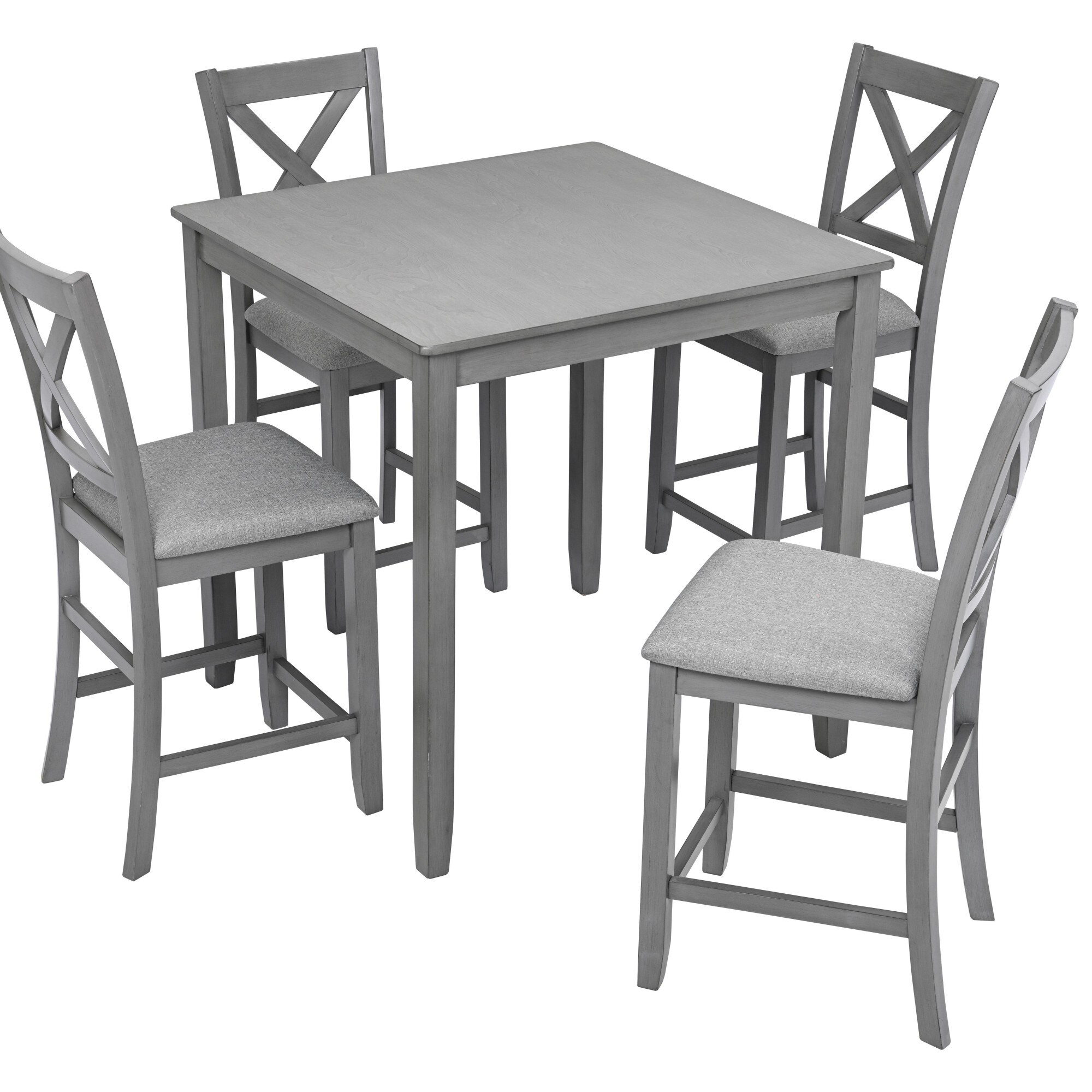GlasFlength Modern Wooden Square Counter Height Dining Table for ...