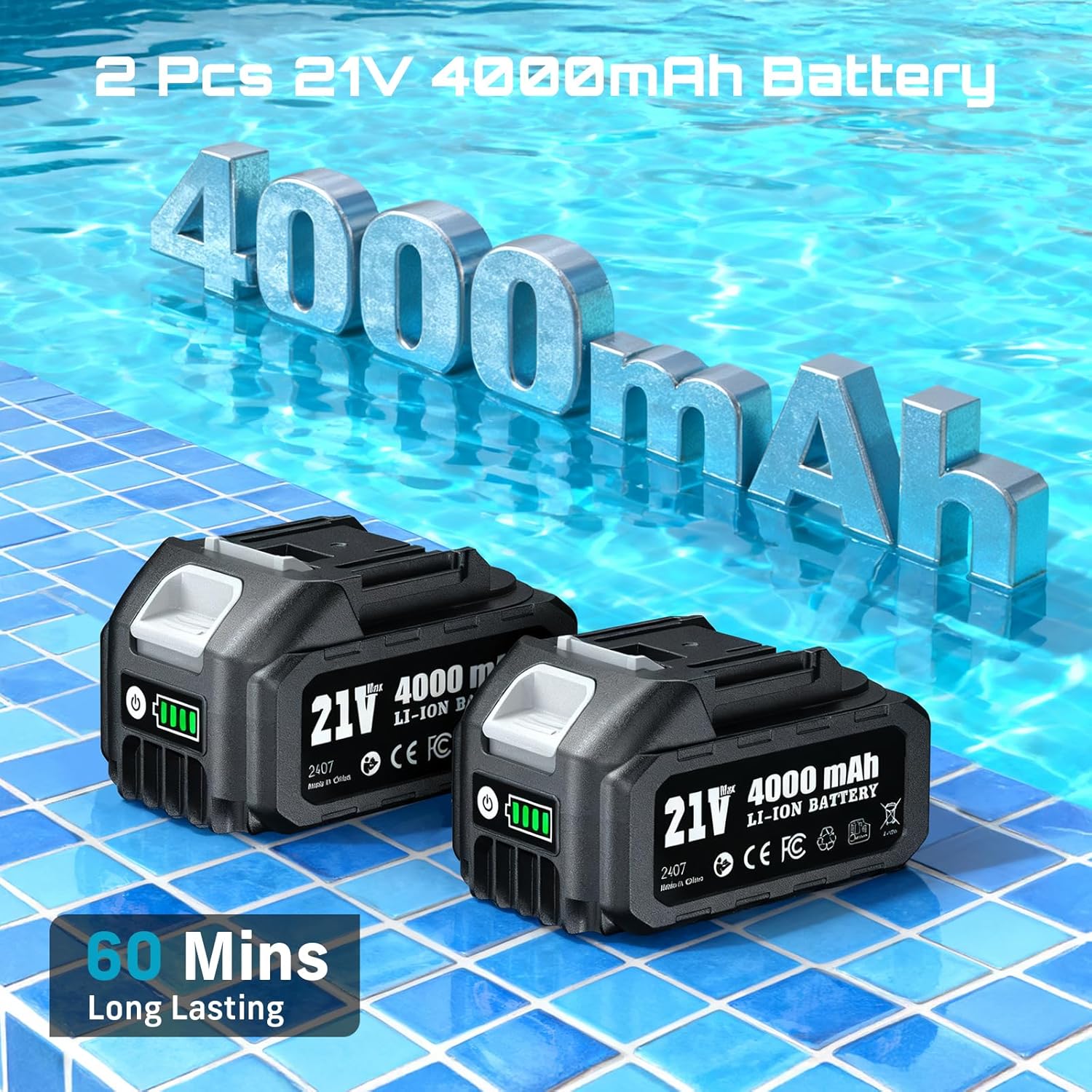 SeeSii Cordless Stick Water Transfer Pump with 2 Pack 4000mAh Batteries ...