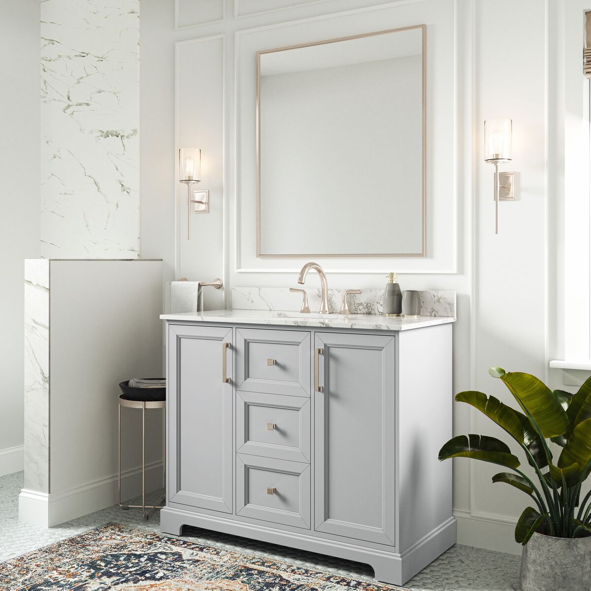 allen + roth Pittman 42-in Muse Gray Undermount Single Sink Bathroom ...