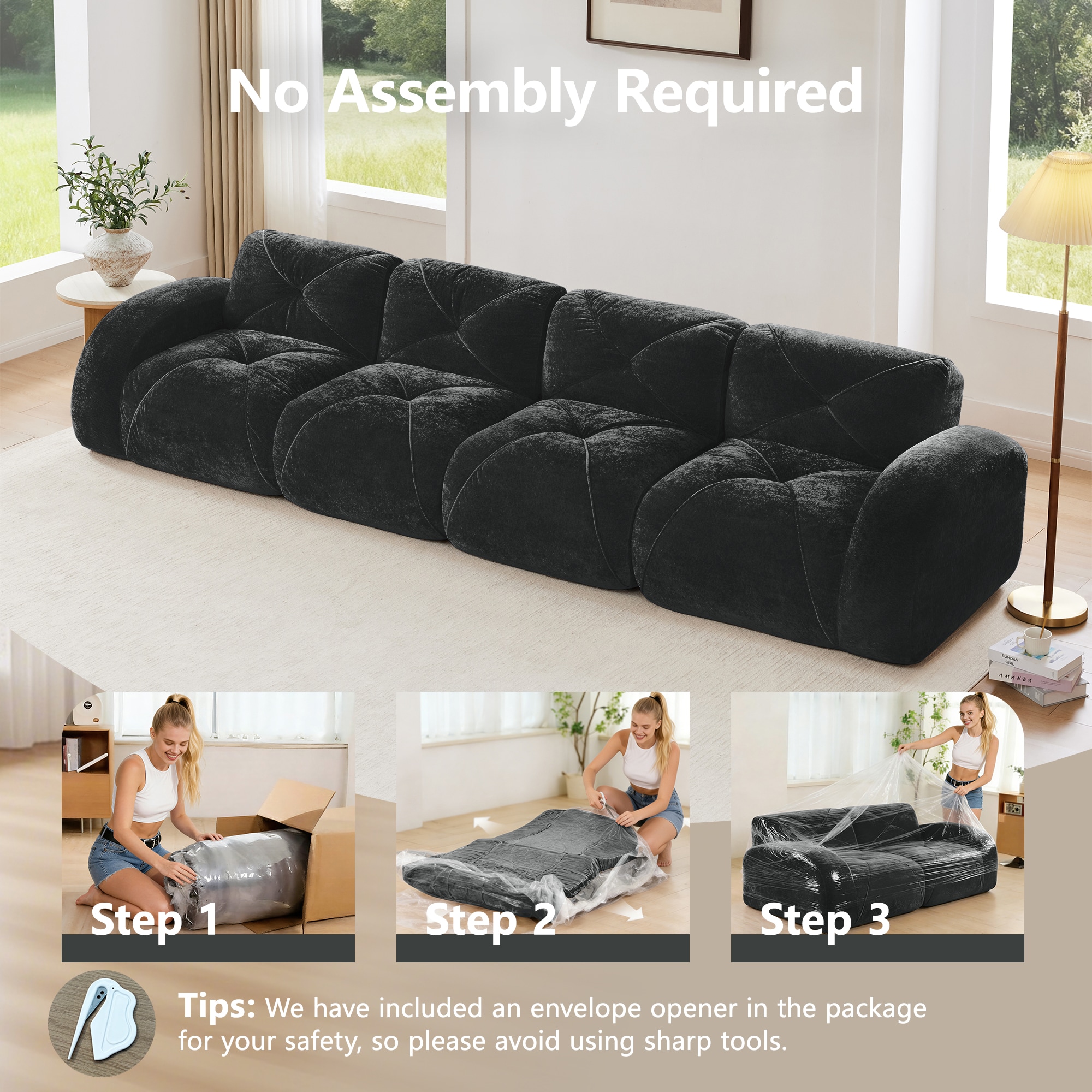 LOVMOR Modular Velvet Sofa Couches for Living Room Apartment Home ...