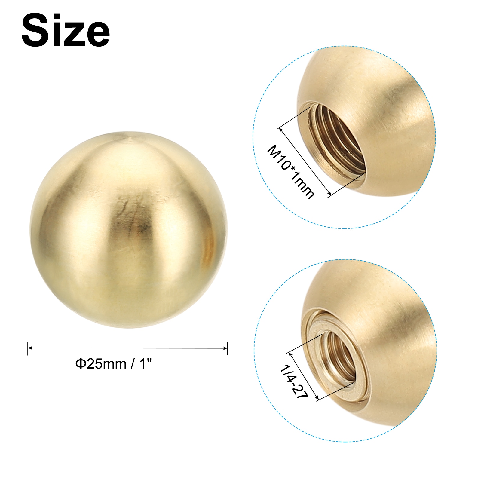 PATIKIL 25mm/1 Inch Ball Lamp Finials Caps Knob 4 Set Solid Brass Lamp ...