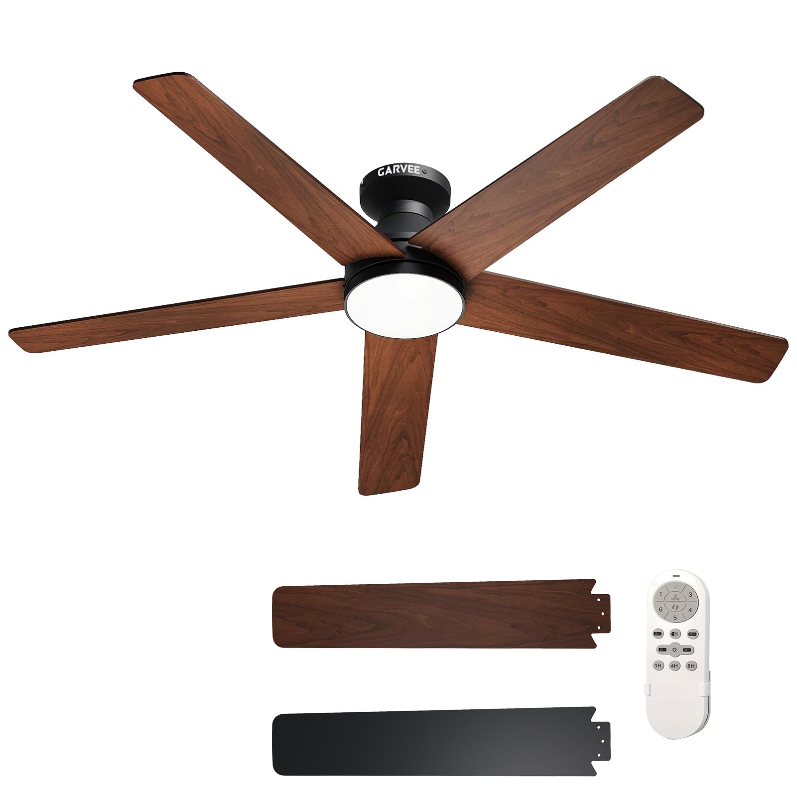 Garvee 52 Inch Low Profile Ceiling Fan with Light and Remote Control ...