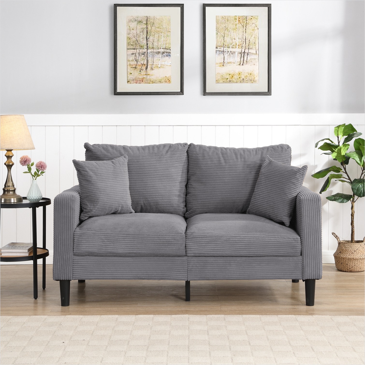 Naturefalls Loveseat Sofa for Small Spaces 57-Inch 2-Seater Soft Gray ...