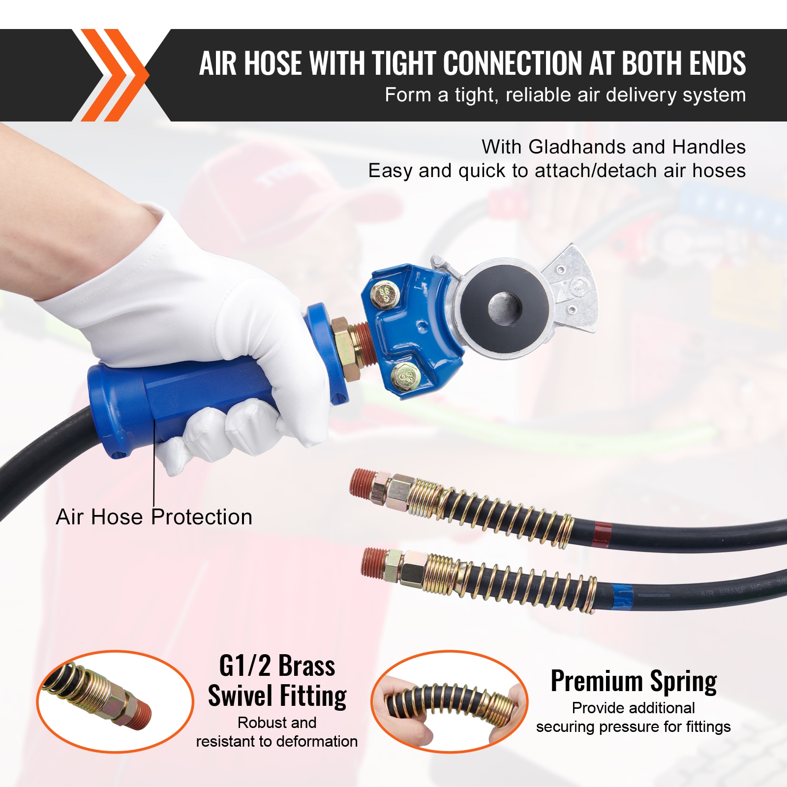 VEVOR 15FT Semi Truck Air Lines Kit with 2PCS Glad Hands 3-in-1 Air ...