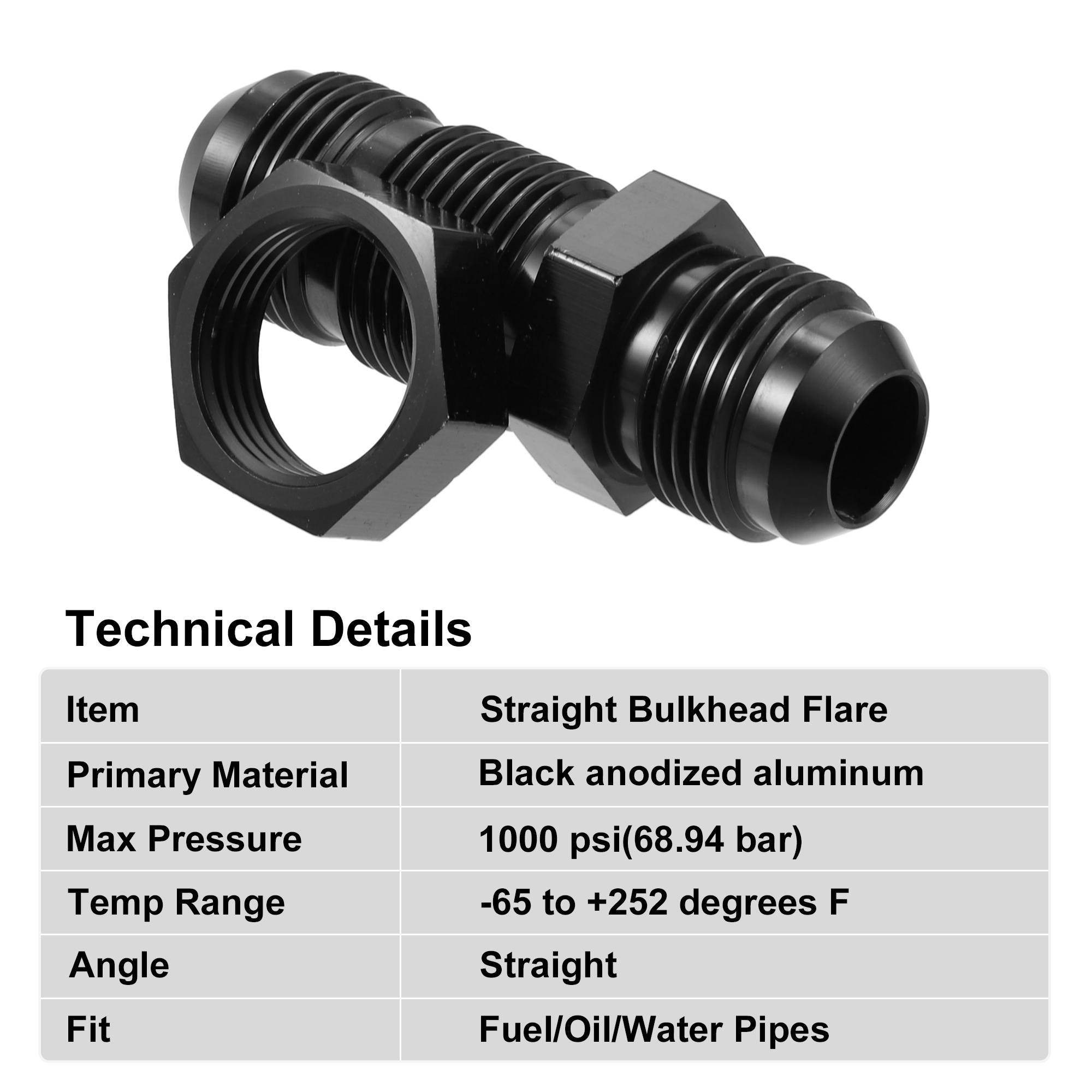 Unique Bargains Car Straight Bulkhead Fuel Fitting 10AN Male to Male ...