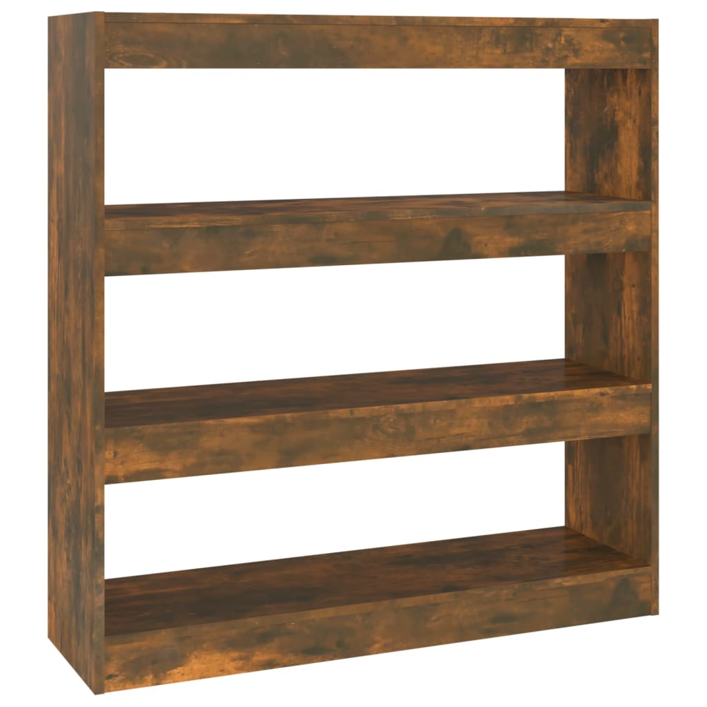 vidaXL Book Cabinet Smoked oak Engineered wood Medium Book Cabinet in ...