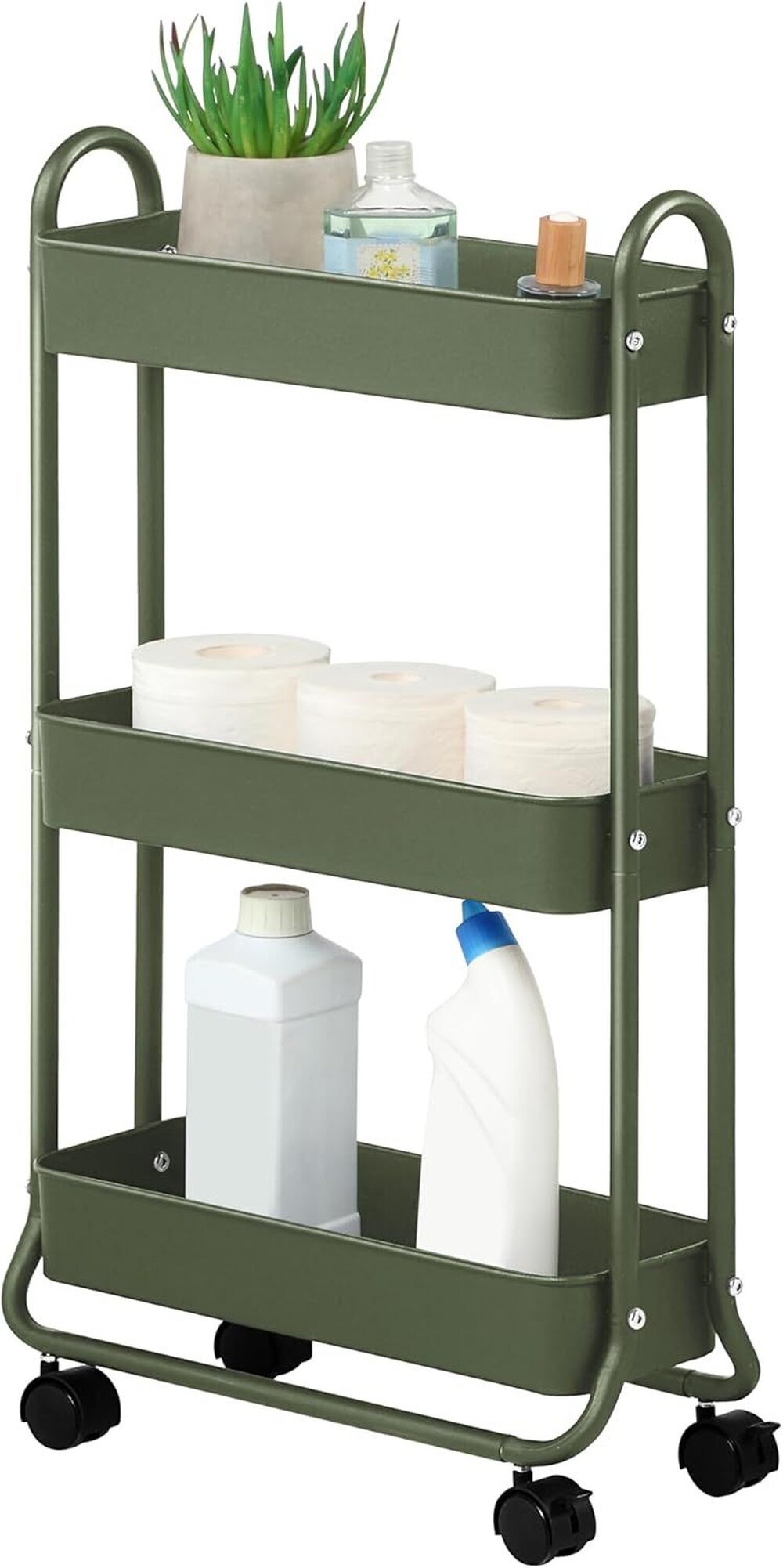SPACELEAD 3-Tier Slim Rolling Utility Storage Cart with Wheels Narrow ...
