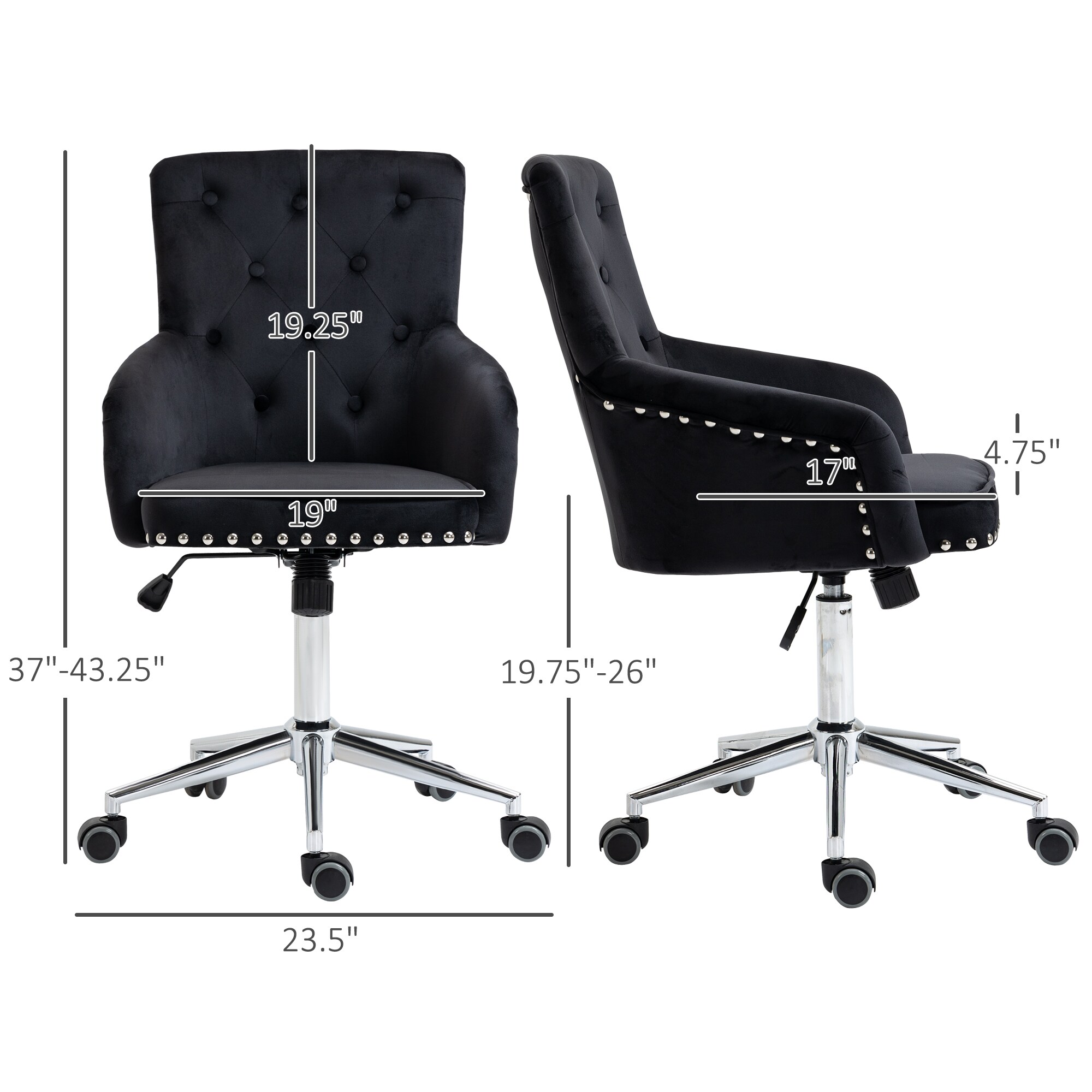 HomCom Modern Mid back Desk Chair with Button Tufted Velvet Back ...