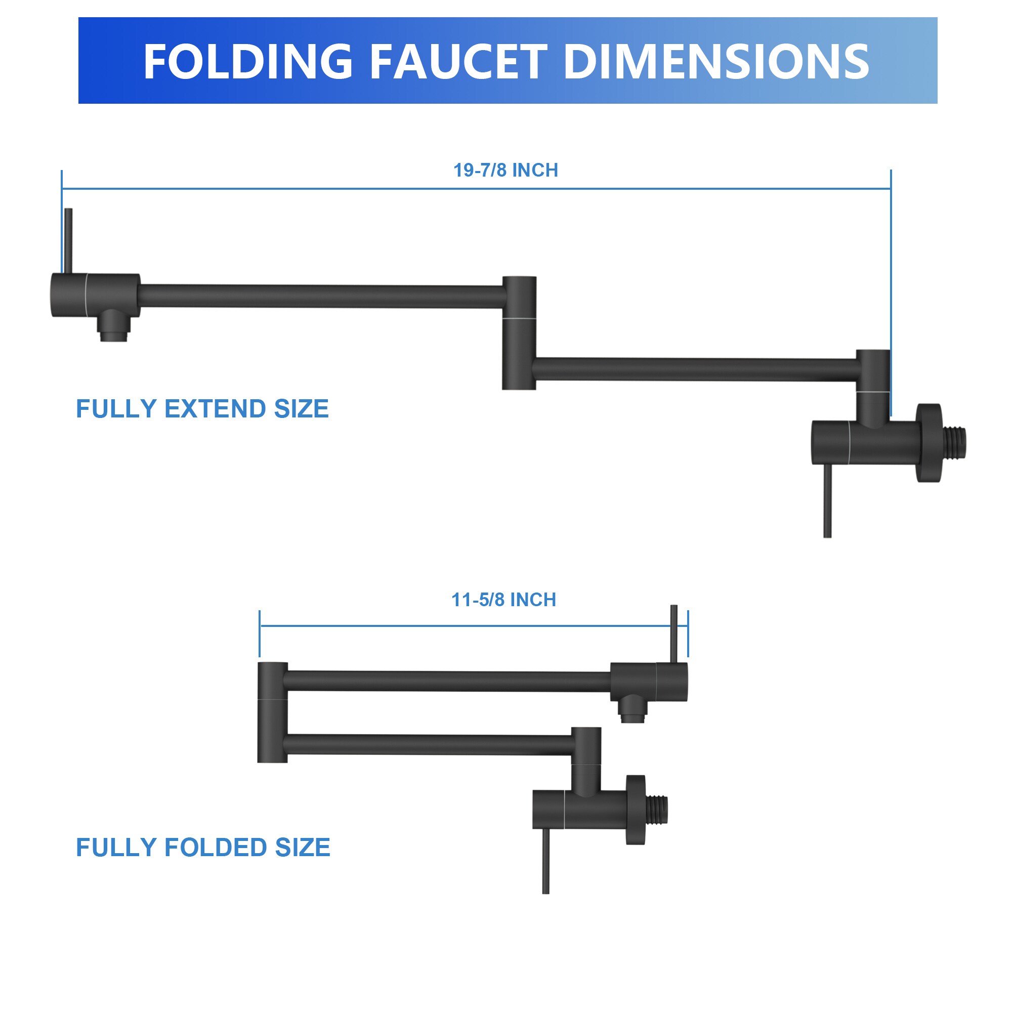 Tatayosi Pot Filler Faucet Wall Mount Kitchen Sink Faucet Folding ...