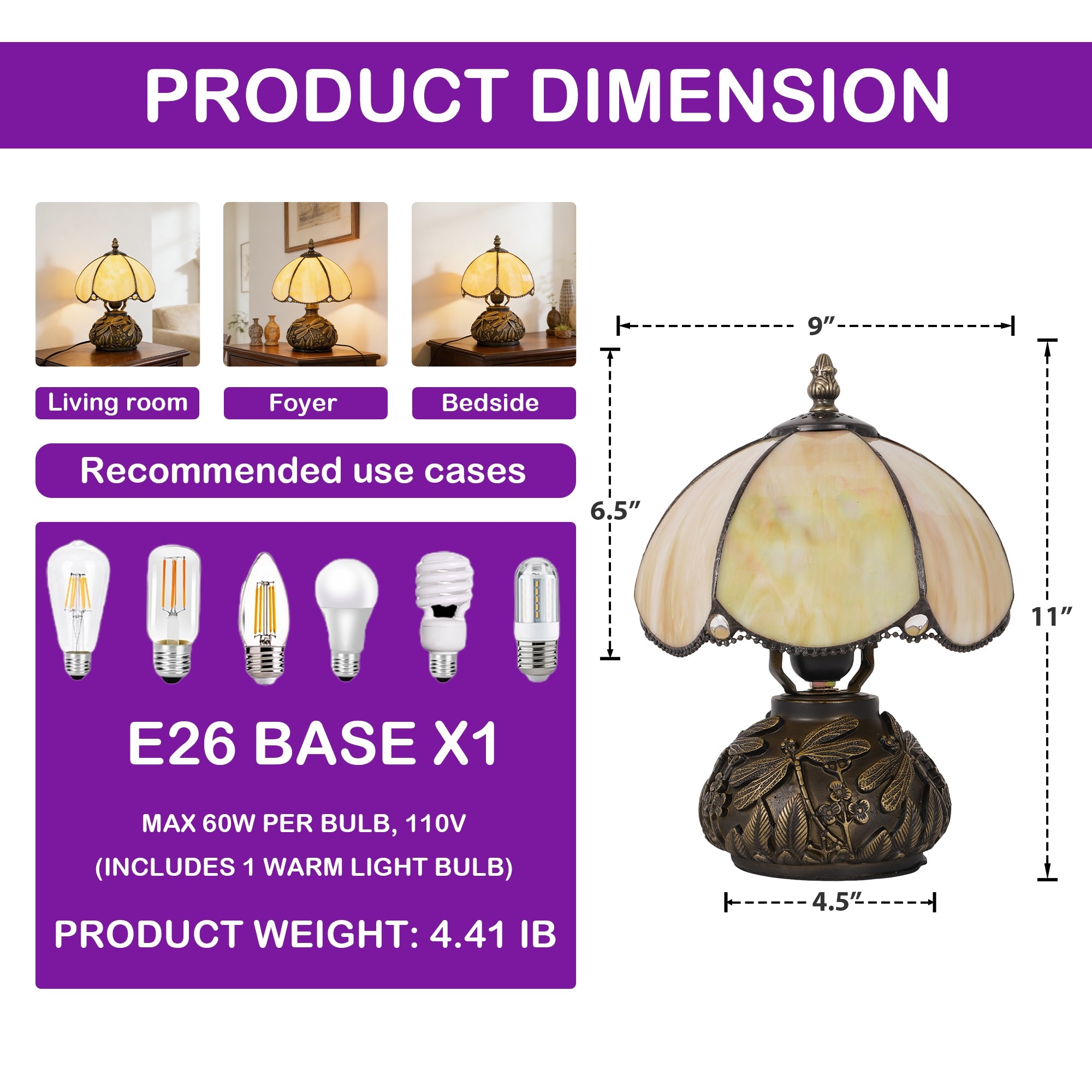 EFPERFECT 9-inch beige glass table lamp in the Table Lamps department ...