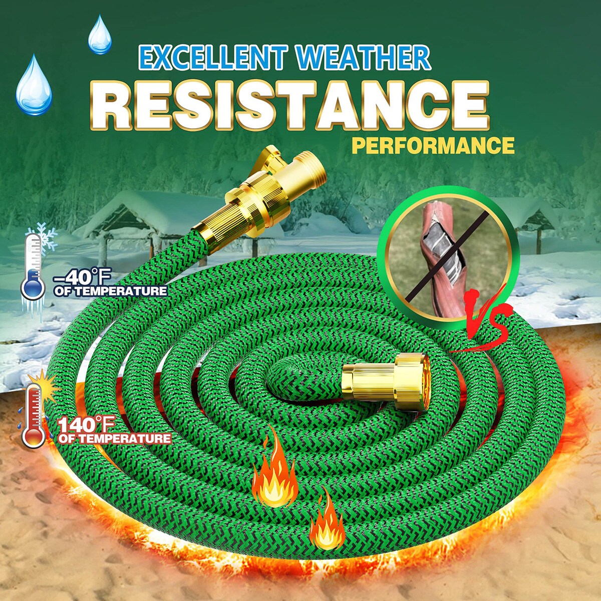 Misopily 1 Piece 50 Foot Ultra Lightweight PVC Rubber Garden Hose Kink ...