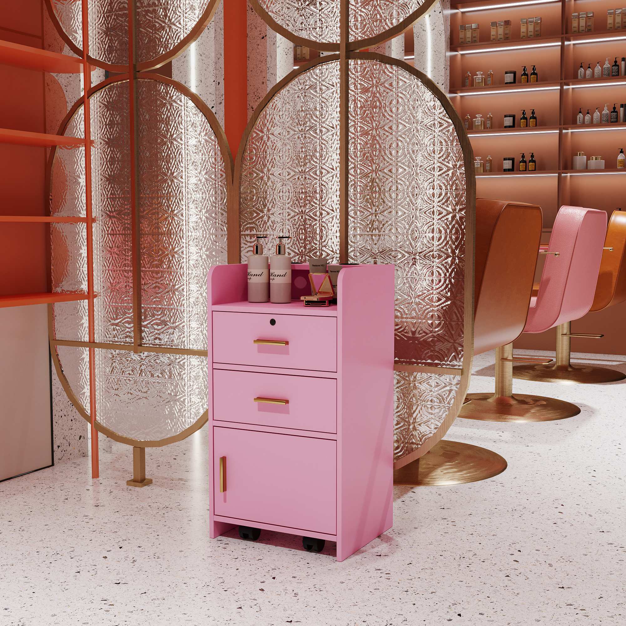 Vynxaria 16 in W x 13 in D x 31 in H Pink Particleboard Free Standing ...