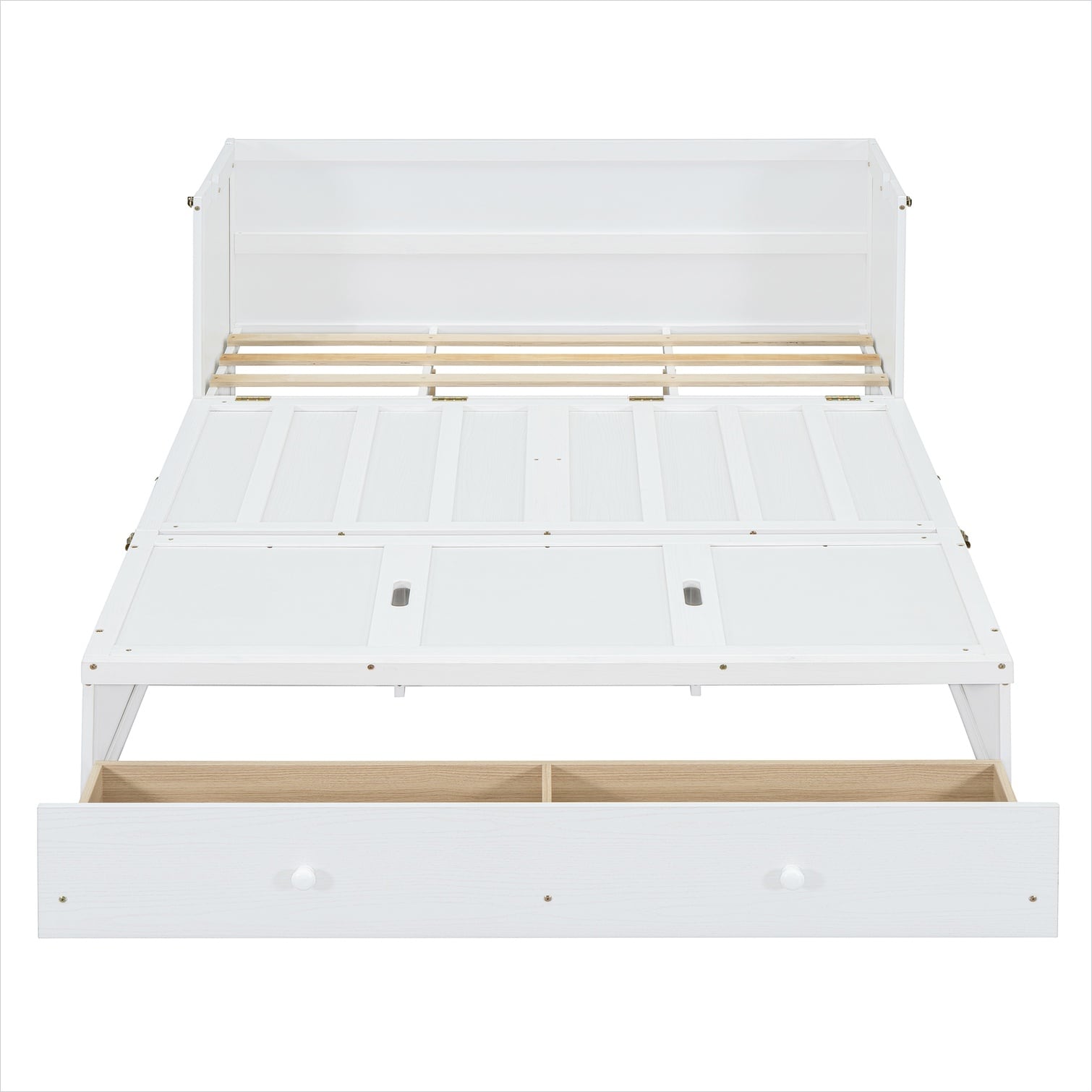 SunJet Queen Murphy Bed Cabinet with USB Port and Drawer Crisp White ...
