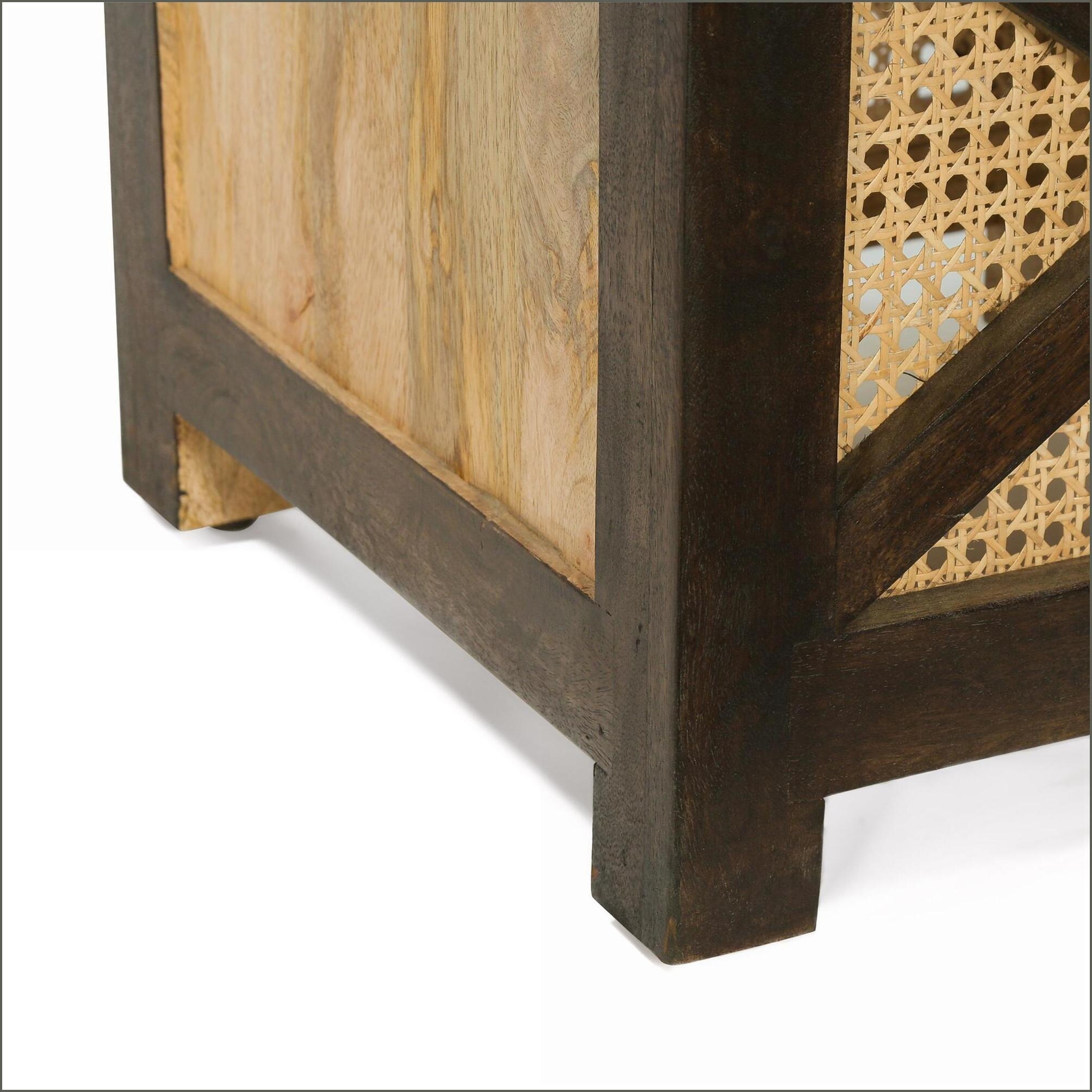 Watnature Ottoman Stool 16 Boho Mango Wood amp Cane Wicker Side Table ...