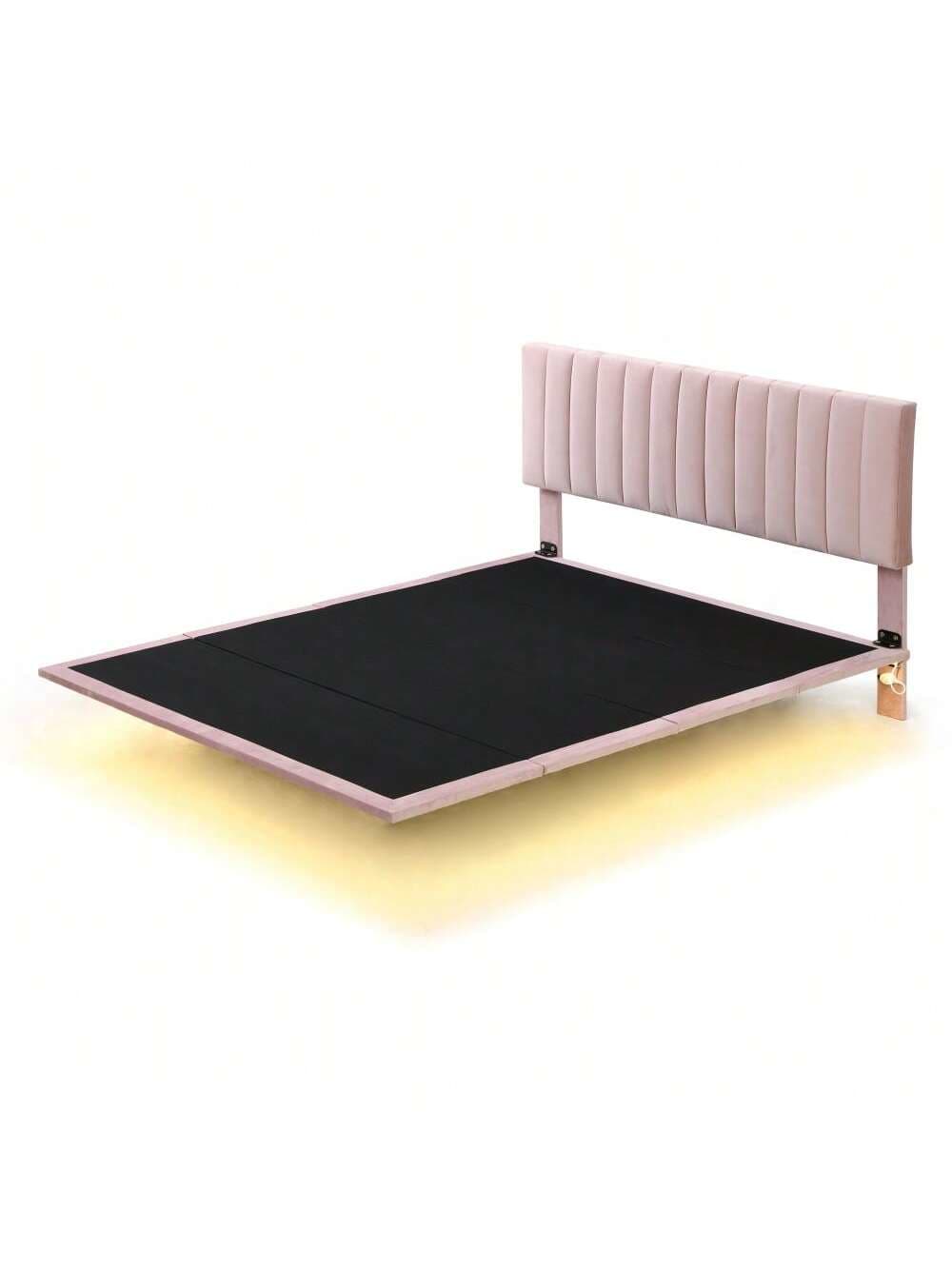 Qeetex Modern Queen Floating Bed With Motion Activated Night Lights ...