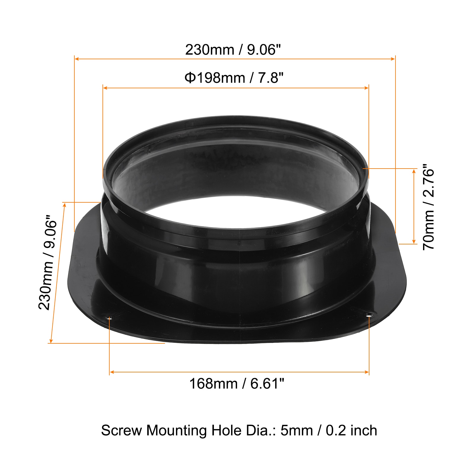 PATIKIL 8 inch Duct Connector Flange Dryer Vent Wall Plate Square to ...