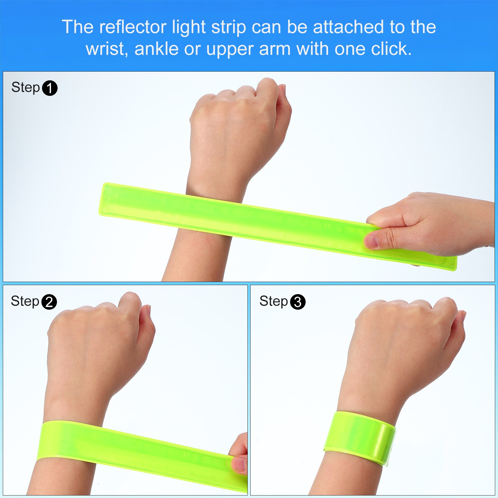 PATIKIL Reflective Slap Bands 6pcs Reflector Band Snap Bracelet ...
