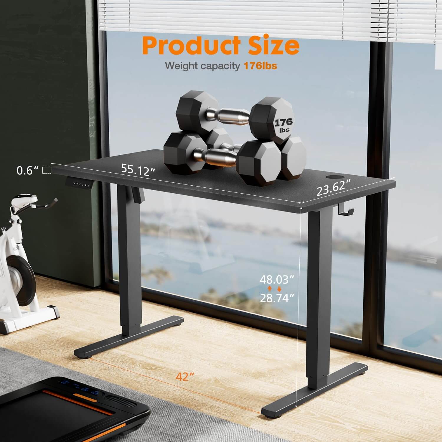 Flynama Electric Height Adjustable Standing Desk Sit to Stand Ergonomic Computer Desk Black 55 x 24 in the Desks department at Lowes