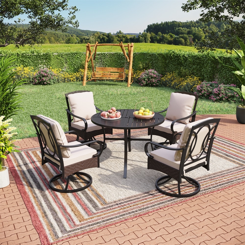 Round rattan patio table store