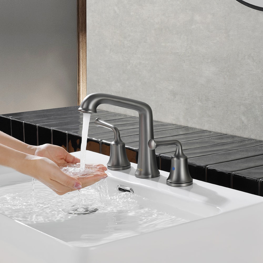 Newater Fabra Black Stainless Widespread 2-Handle Bathroom Sink Faucet ...