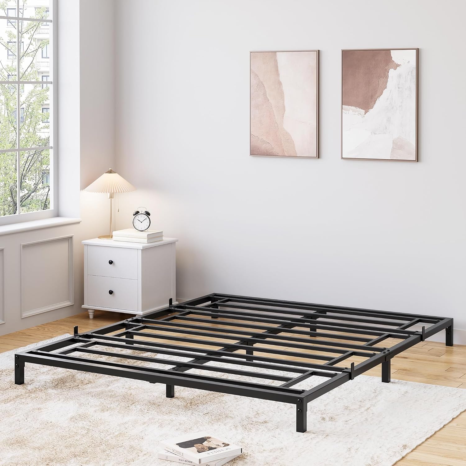 IdealHouse Full Size Metal Platform Bed Frame 8 Inch Height Steel Slat ...