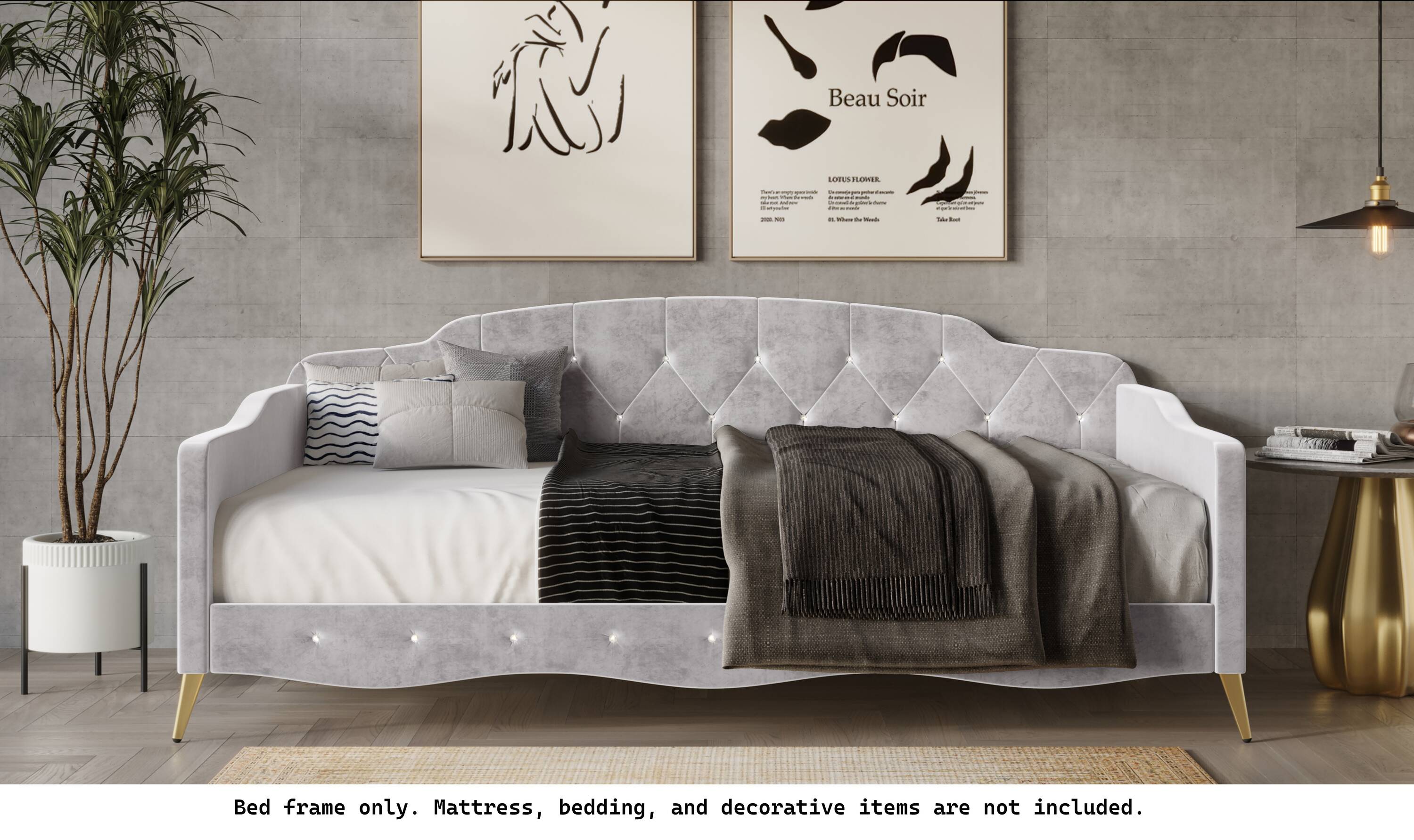ChaletPosh Twin Silver Grey Wood Tufted Daybed with Headboard in the ...