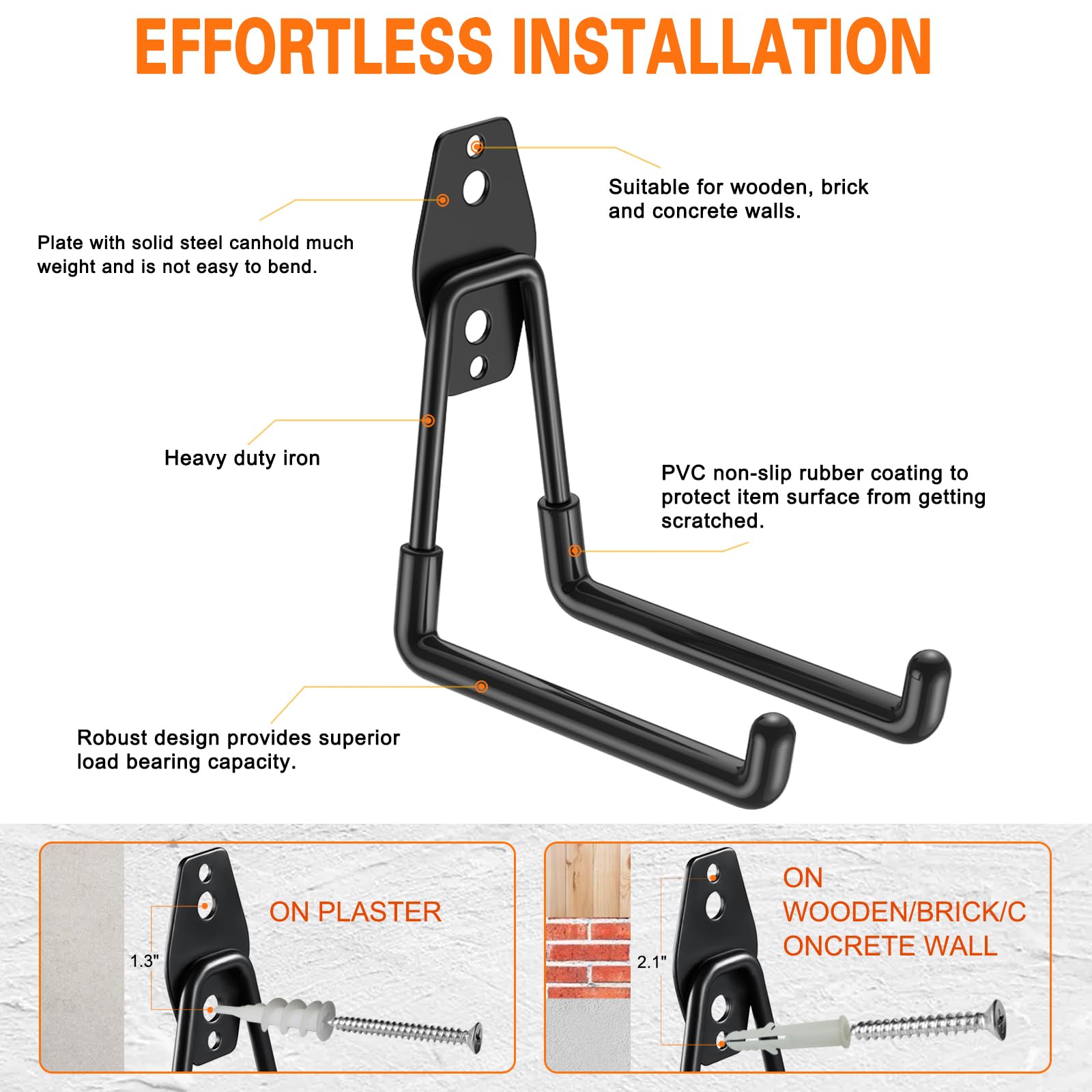 Etokfoks Heavy Duty Garage Hooks 4 Pack 51 Inch Medium U Shaped Hanger ...