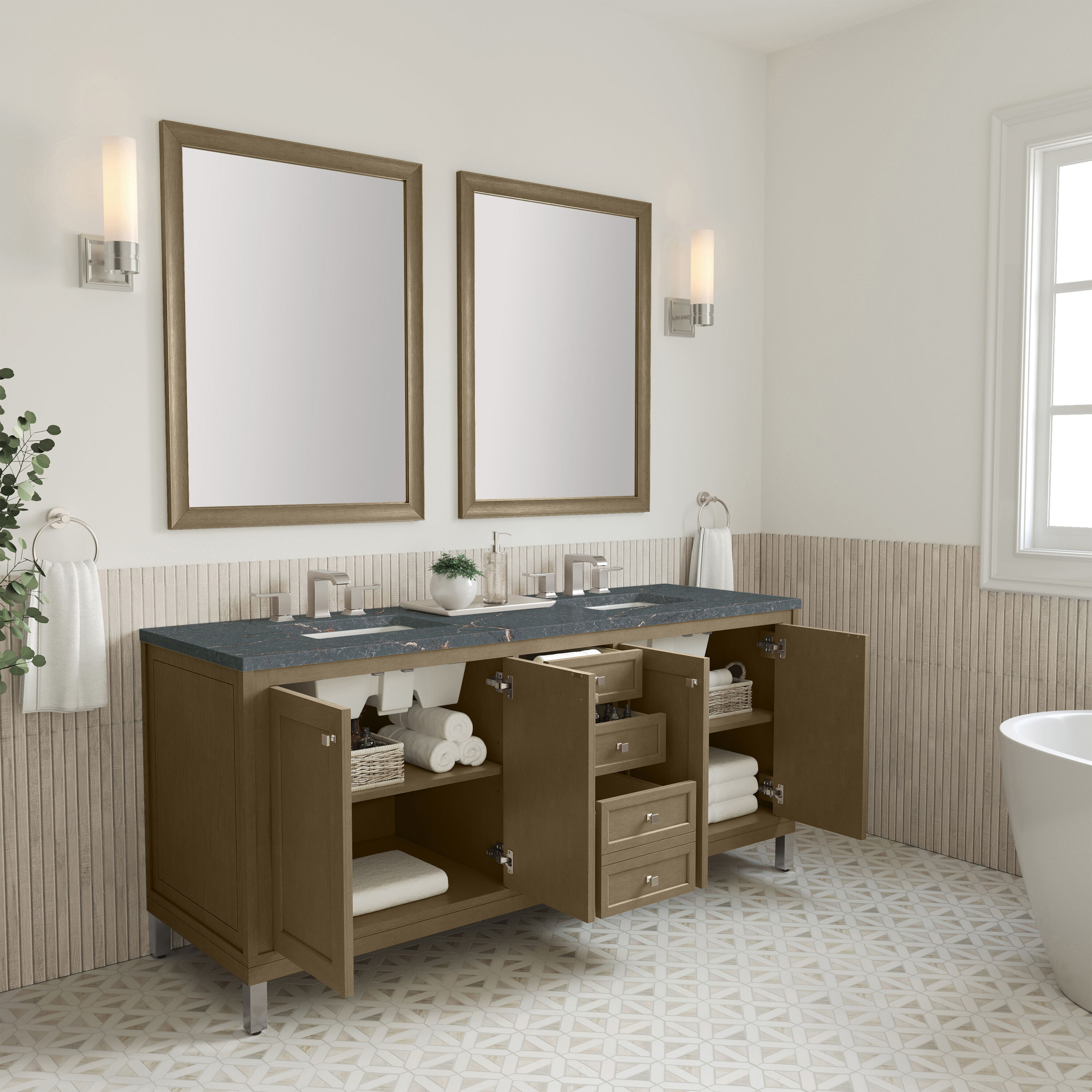 James Martin Vanities Chicago 72-in Walnut Whisper Undermount Double ...