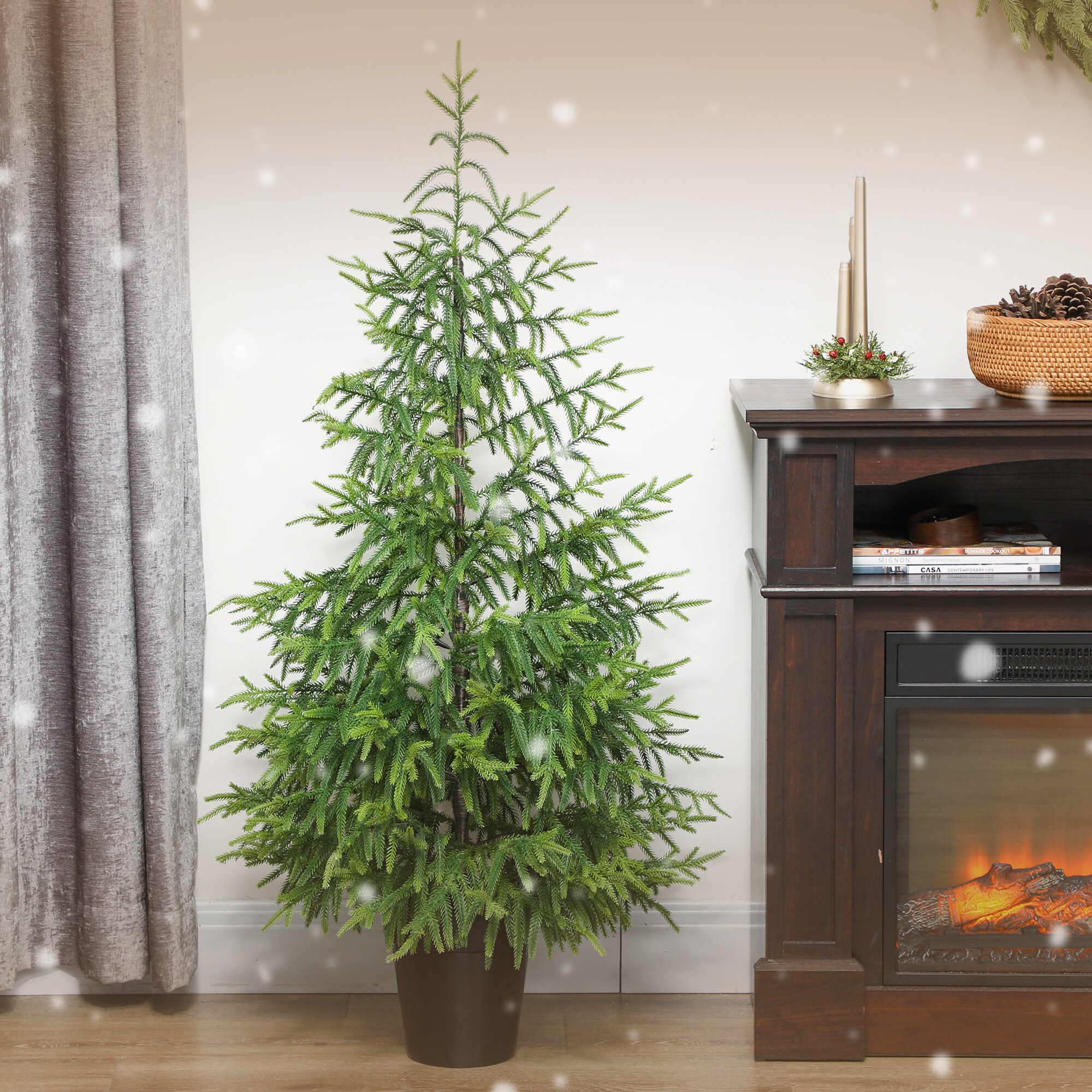Upsimples 2 Pack 4FT Artificial Christmas Trees Full Norfolk Pine ...