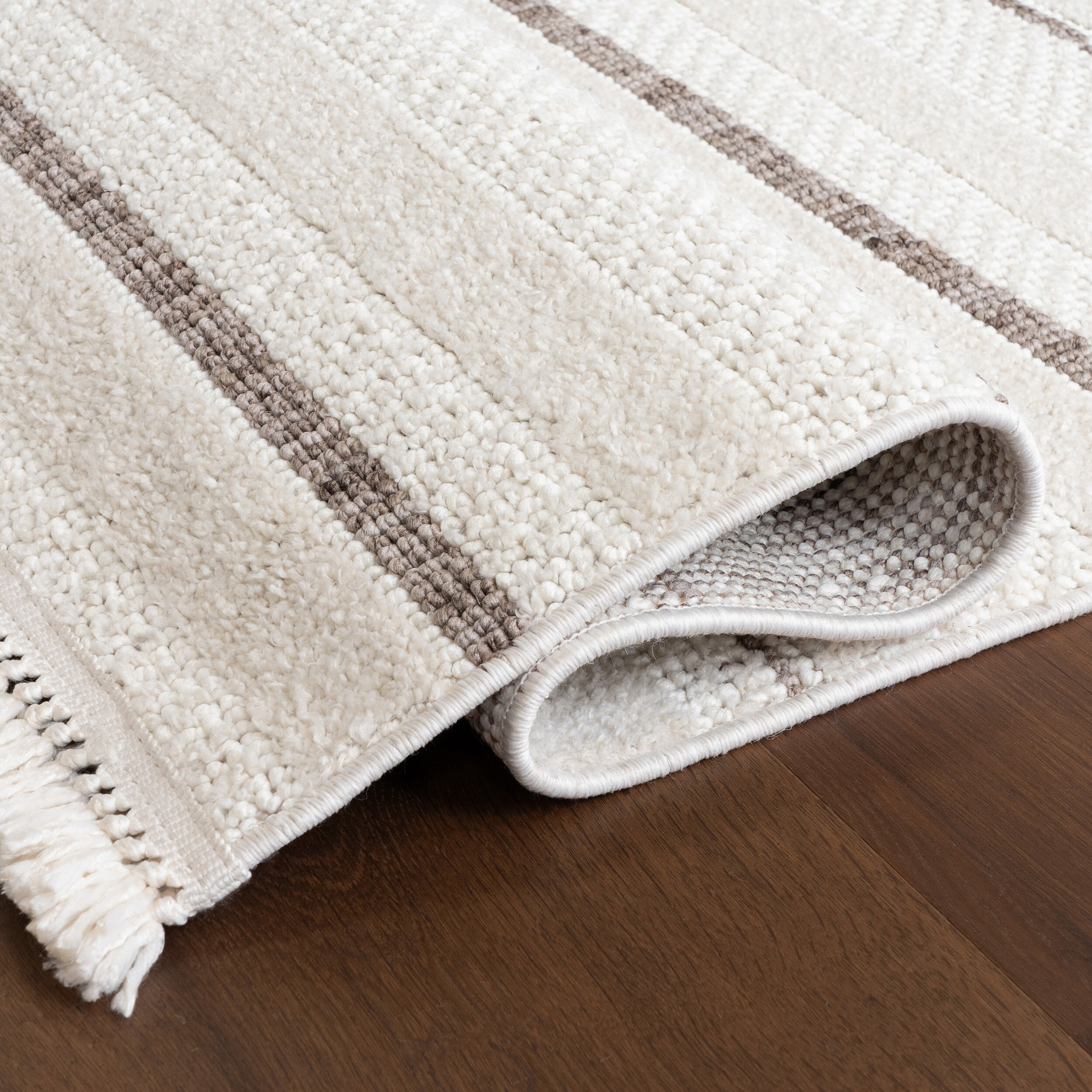 nuLOOM Aloe Striped Tassels 8ft. x 10ft. Beige Area Rug in the Rugs ...