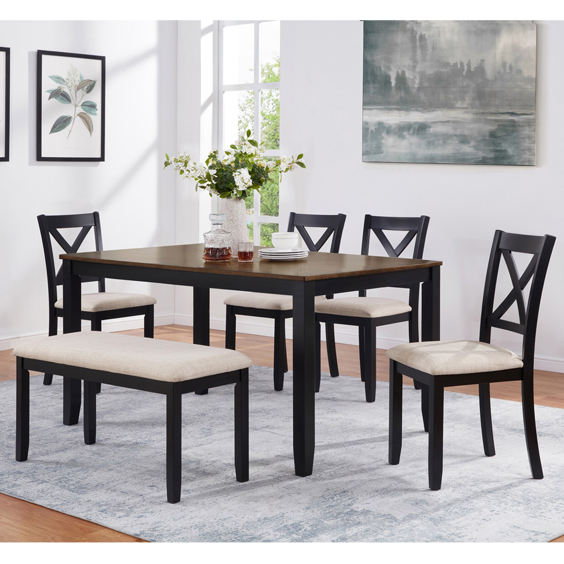 SINOFURN Set of 2 Country Velvet Upholstered Dining Side Chair (Metal ...
