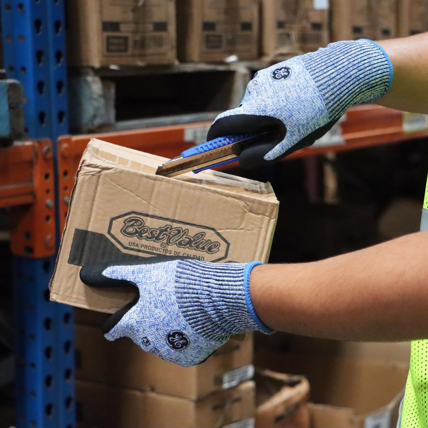 GE neral Electric Unisex Dipped Gloves Black Blue XL 1 pair in the Work ...